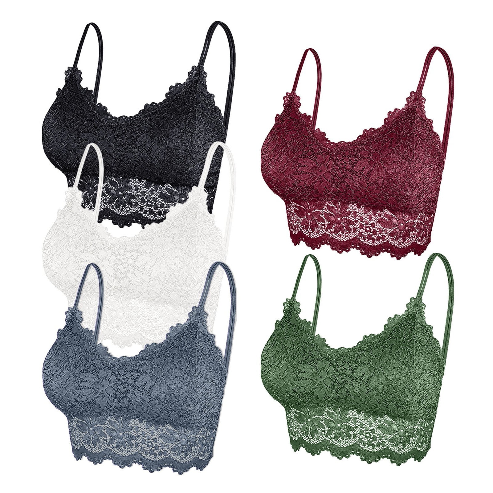 Women's5 Bralette Lace Padded Bralette Lace Bandeau Bra Tube Bra Lace ...