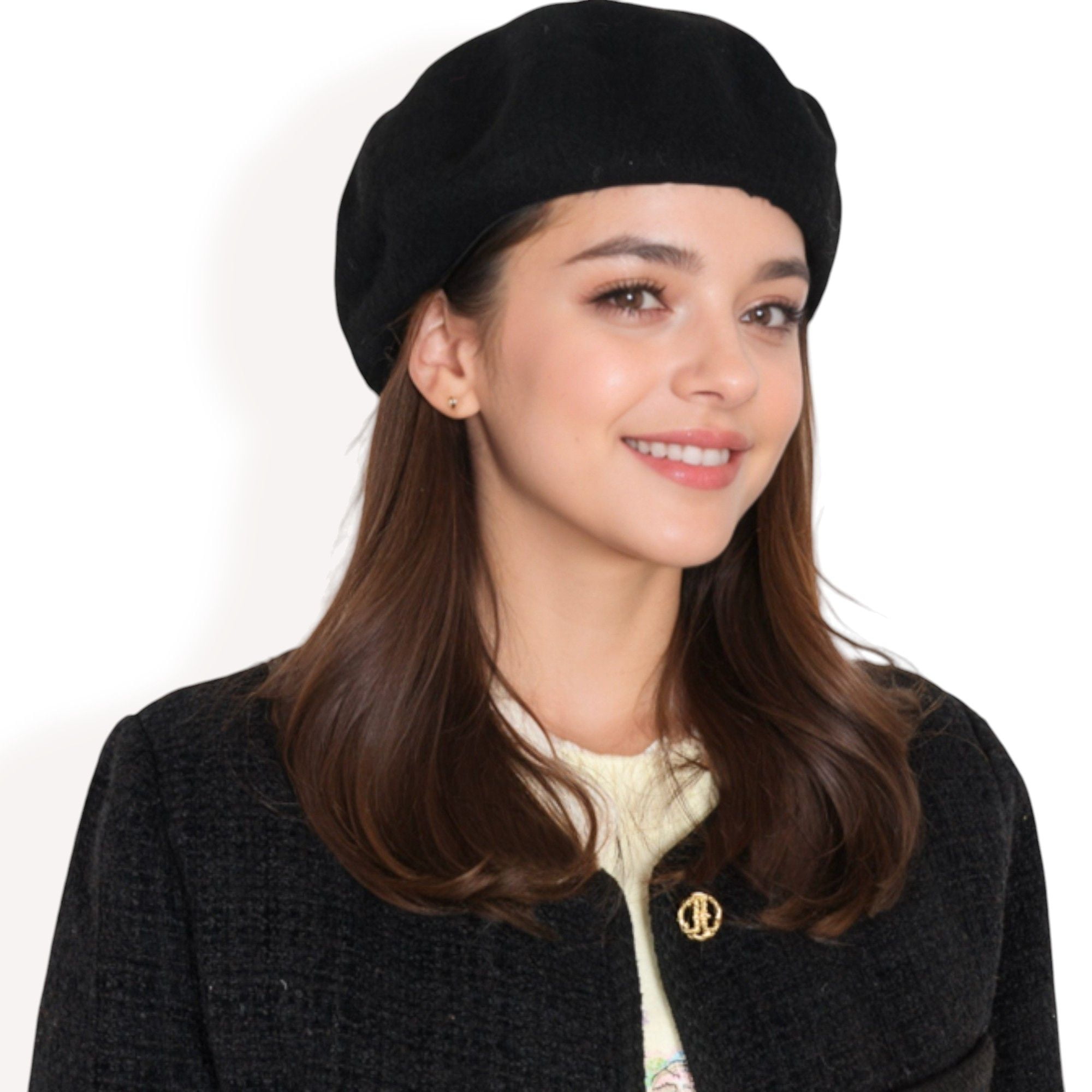 Women'sClassic Wool Beret Hat with Adjustable Inner Band and Timeless ...