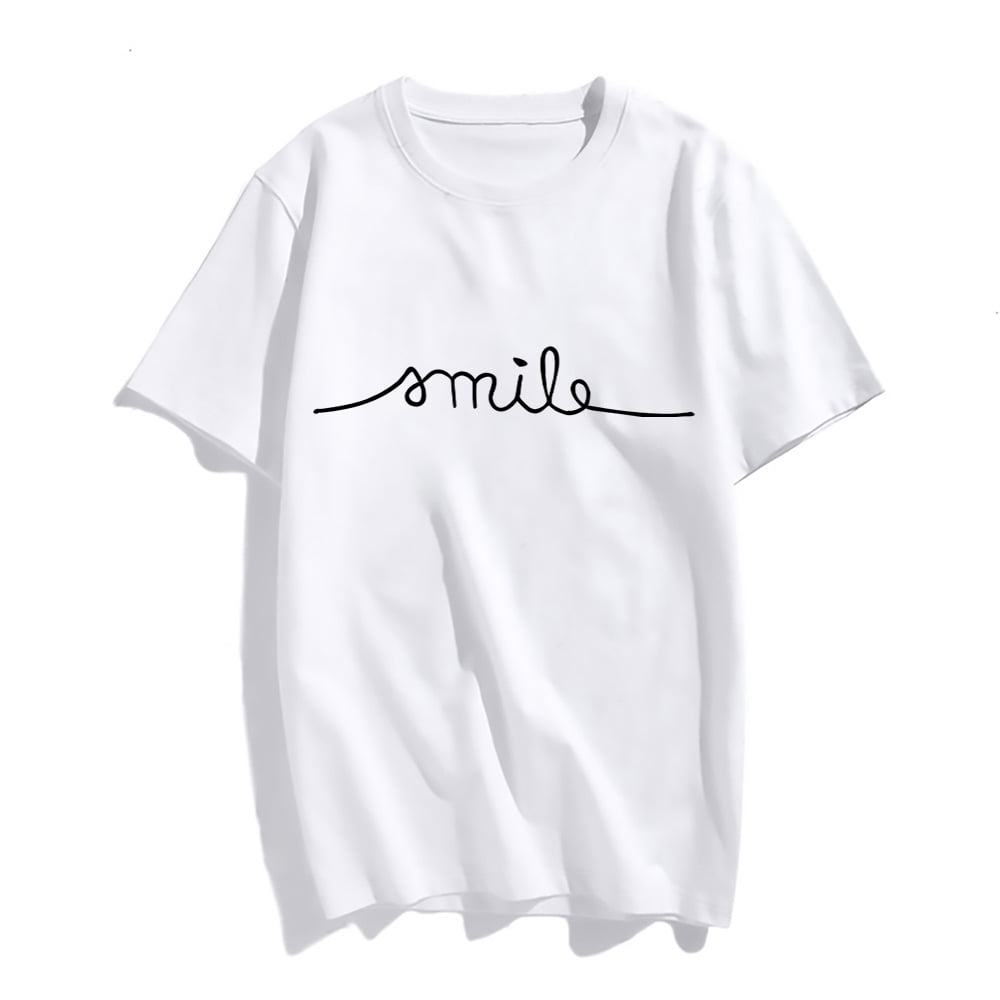 Women smile Graphic Cute Tee Funny T Shirts - Walmart.com