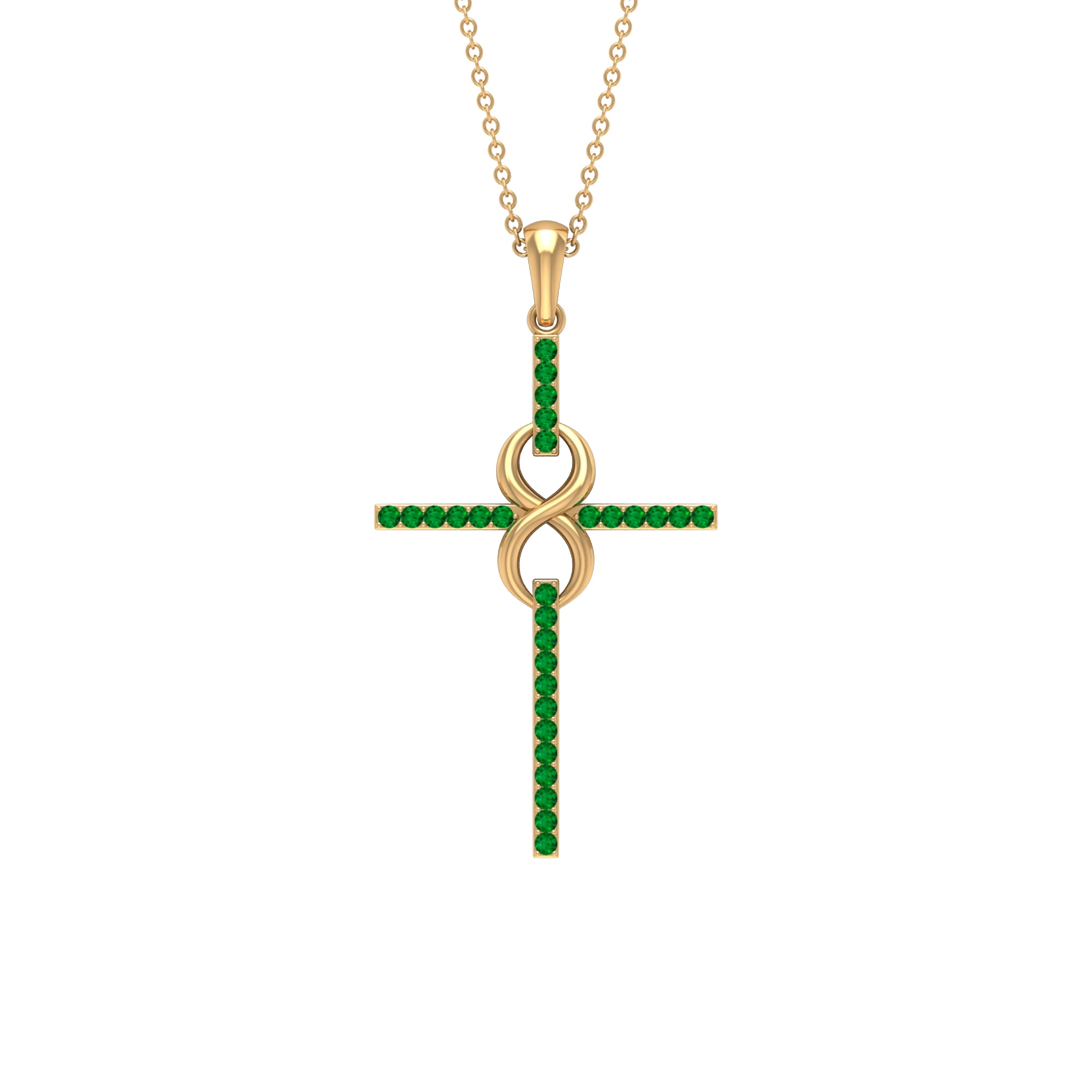 Rosec Jewels Womens 0.25 CT Round Shaped Lab Created Emerald Cross ...