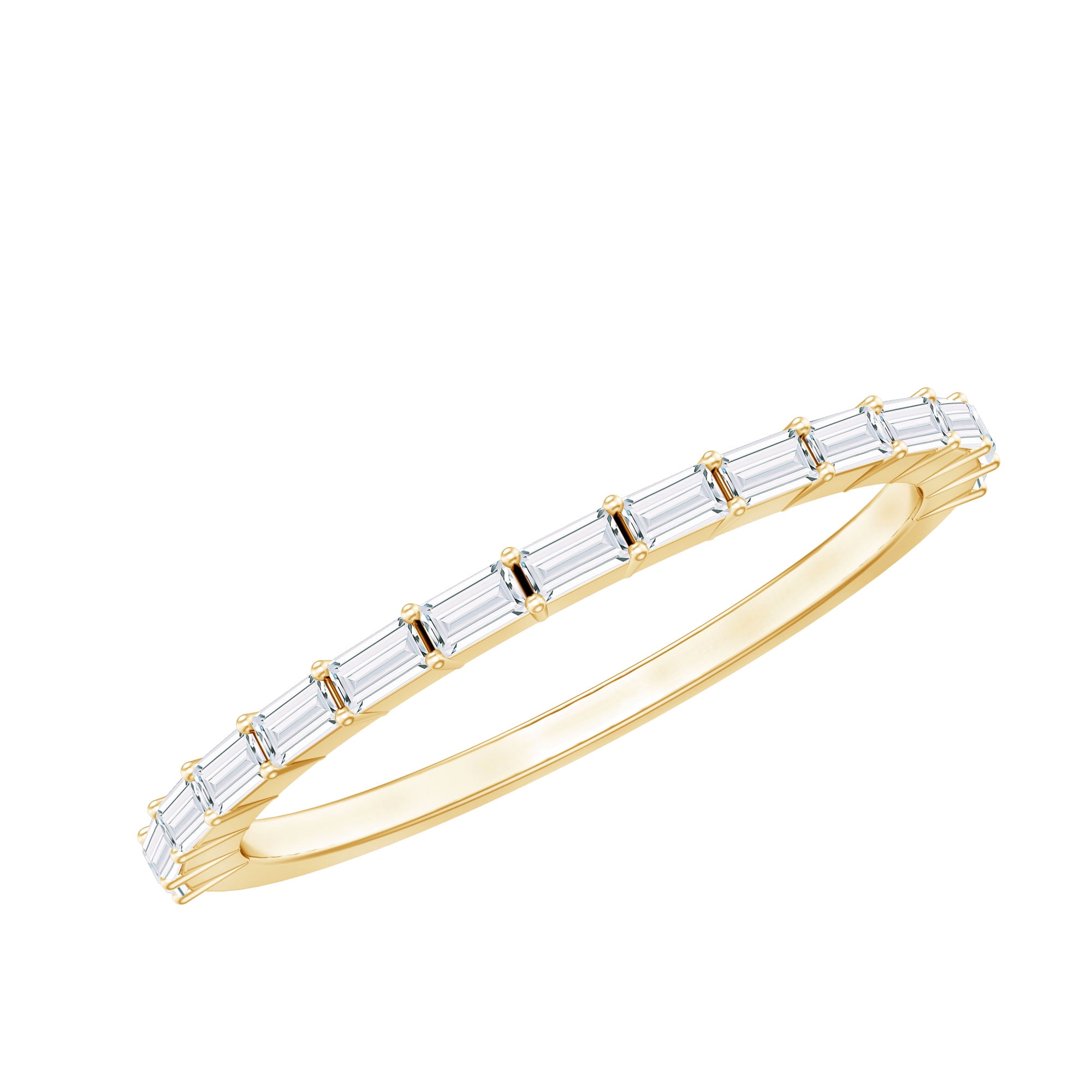 Womens 1/4 CT Diamond Half Eternity Ring, Baguette Diamond Ring in Gold ...