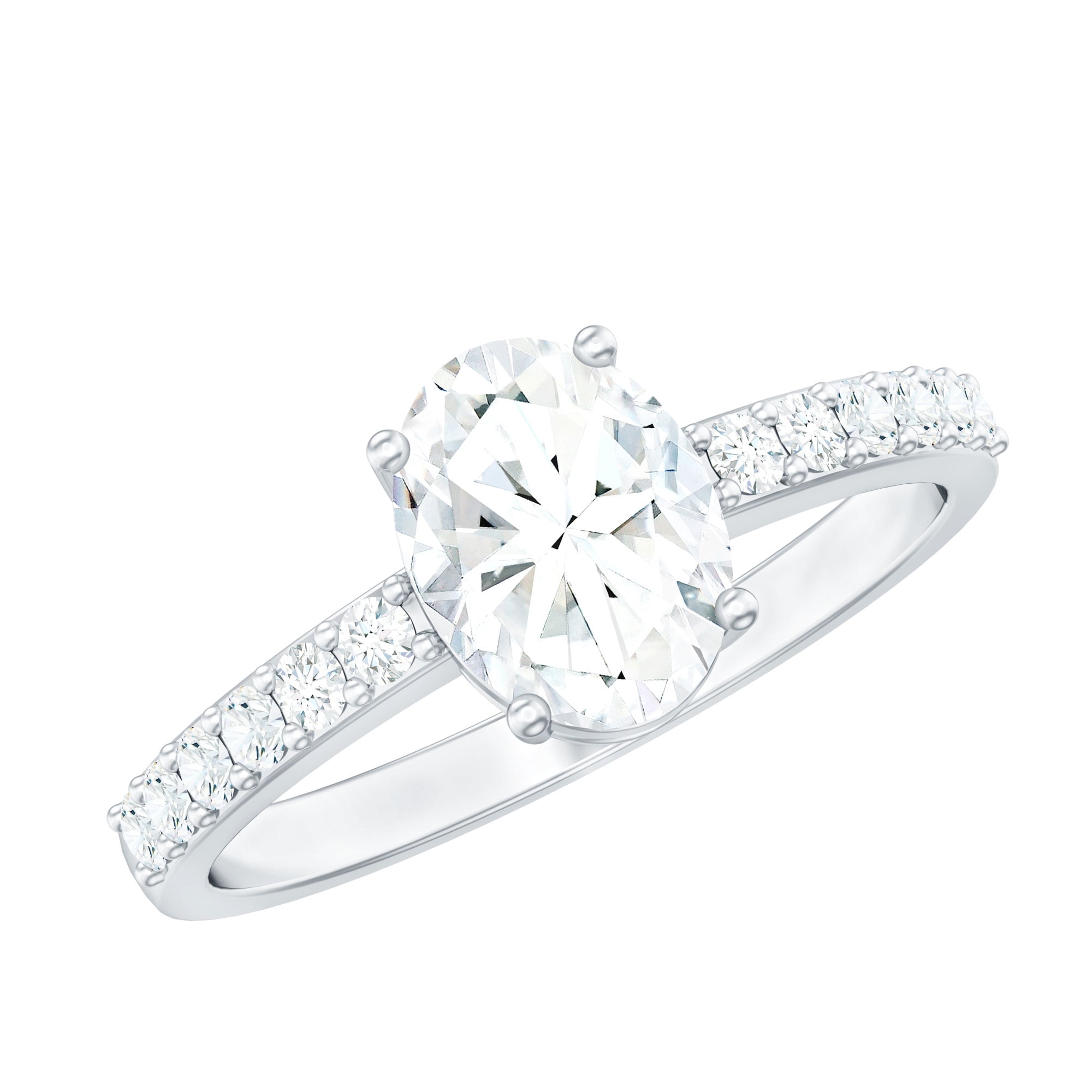 Moissanite Oval Engagement Ring for Her - 6X8 mm - D-VS1 Quality, 925 Sterling Silver, US 10.00 ...