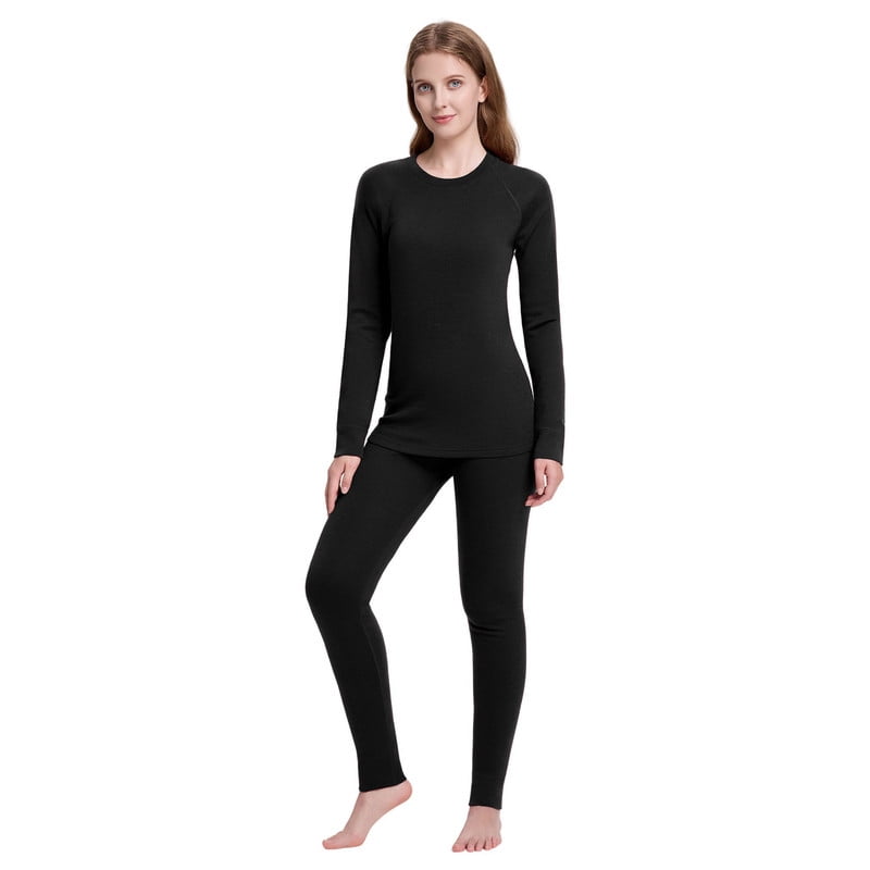 Woolcano Women’s 100% Merino Wool Base Layer Set Lightweight Thermal ...