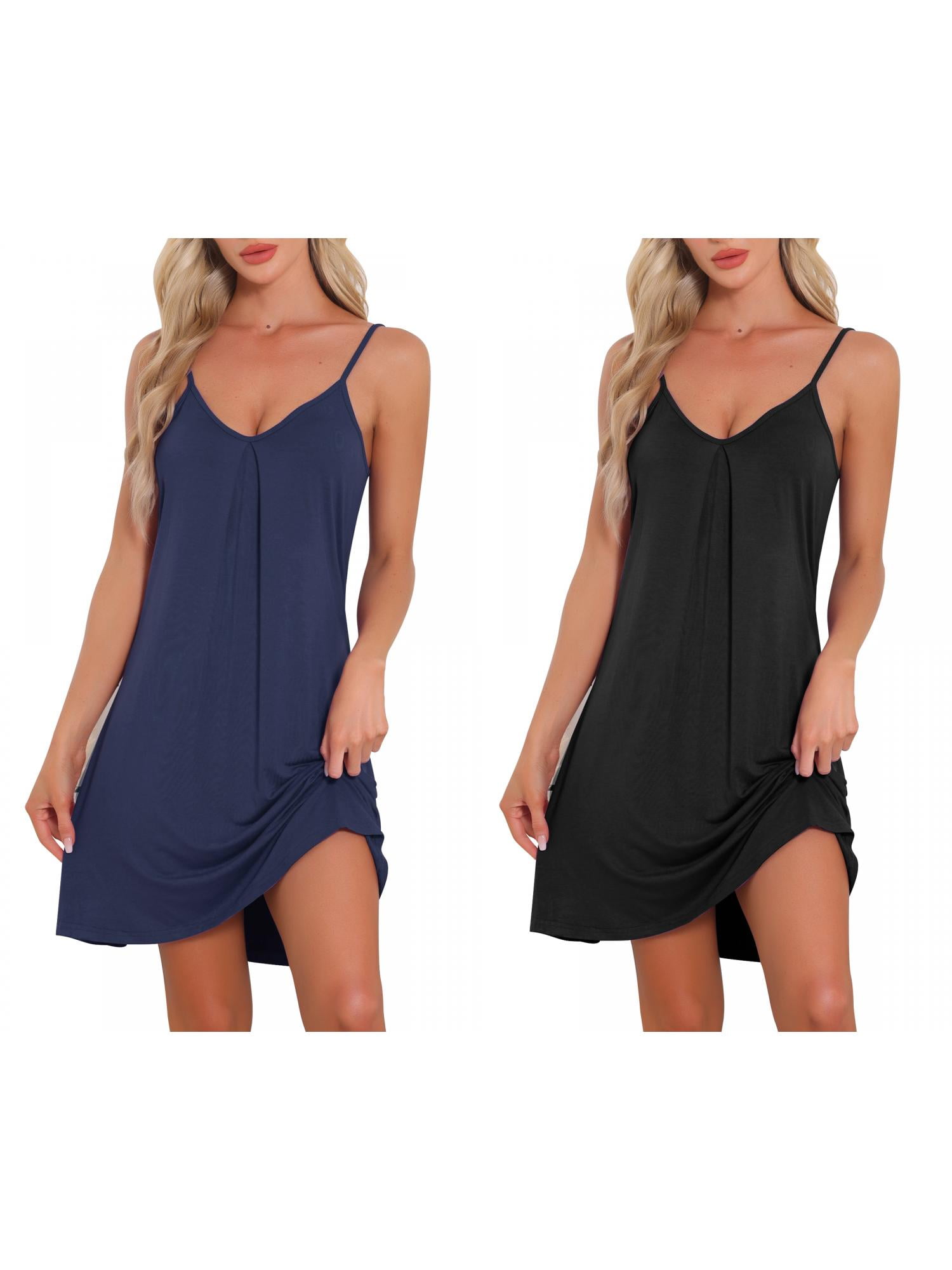 NOMADIC NOOK Women's 2 Pack Sleeveless Basic Camisole Nightwear V Neck ...