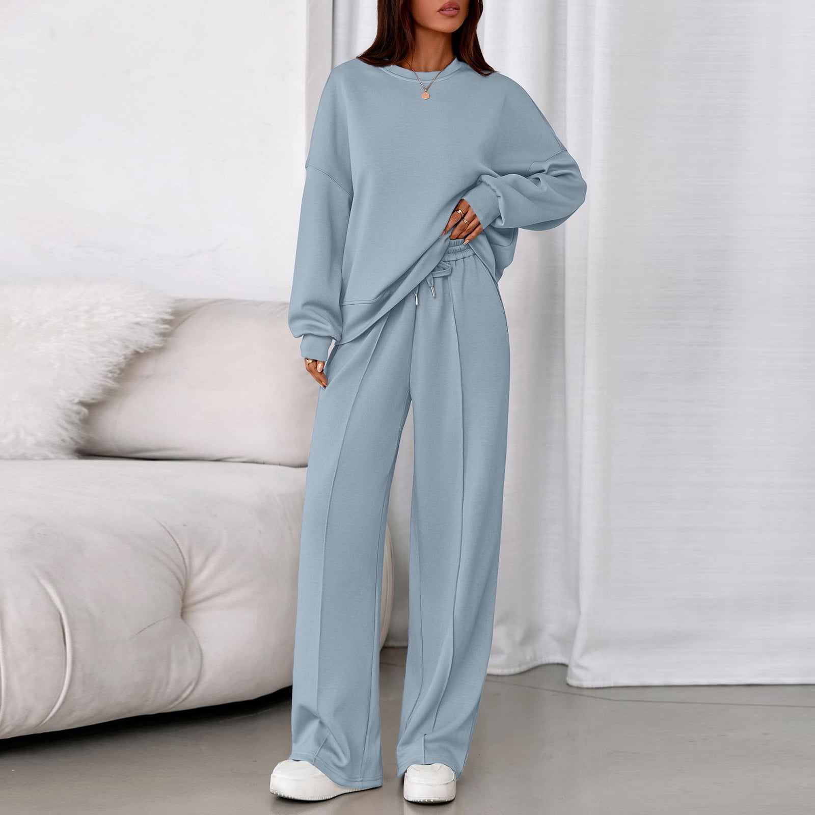 Womens 2 Piece Lounge Sets Wide Leg Tracksuit Casual Sweatsuits ...