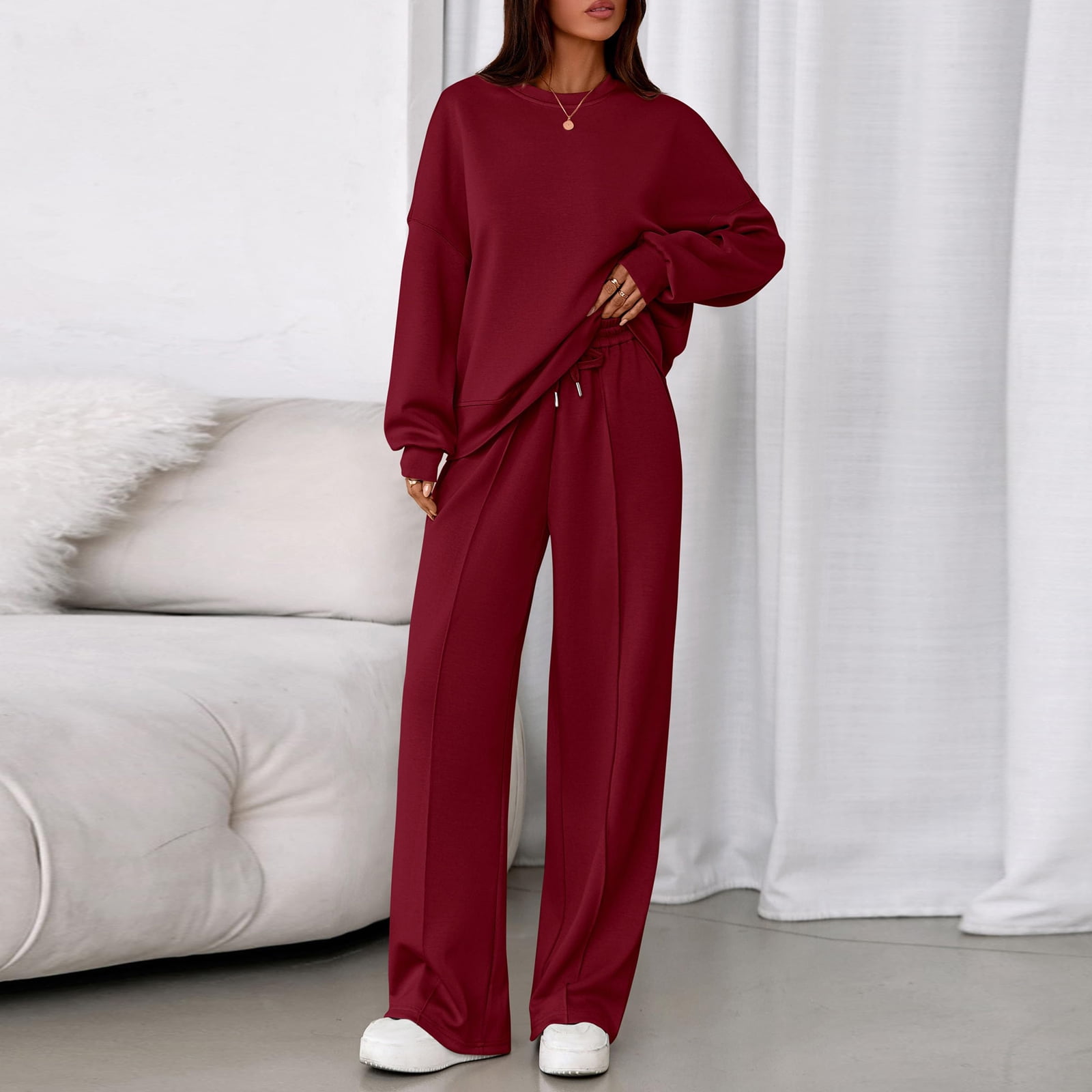 Womens 2 Piece Lounge Sets Wide Leg Tracksuit Casual Sweatsuits ...