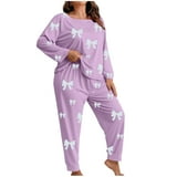 Womens 2 Piece Pajama Sets Soft Cotton Plus Size Pjs Sleepwear Hearts ...