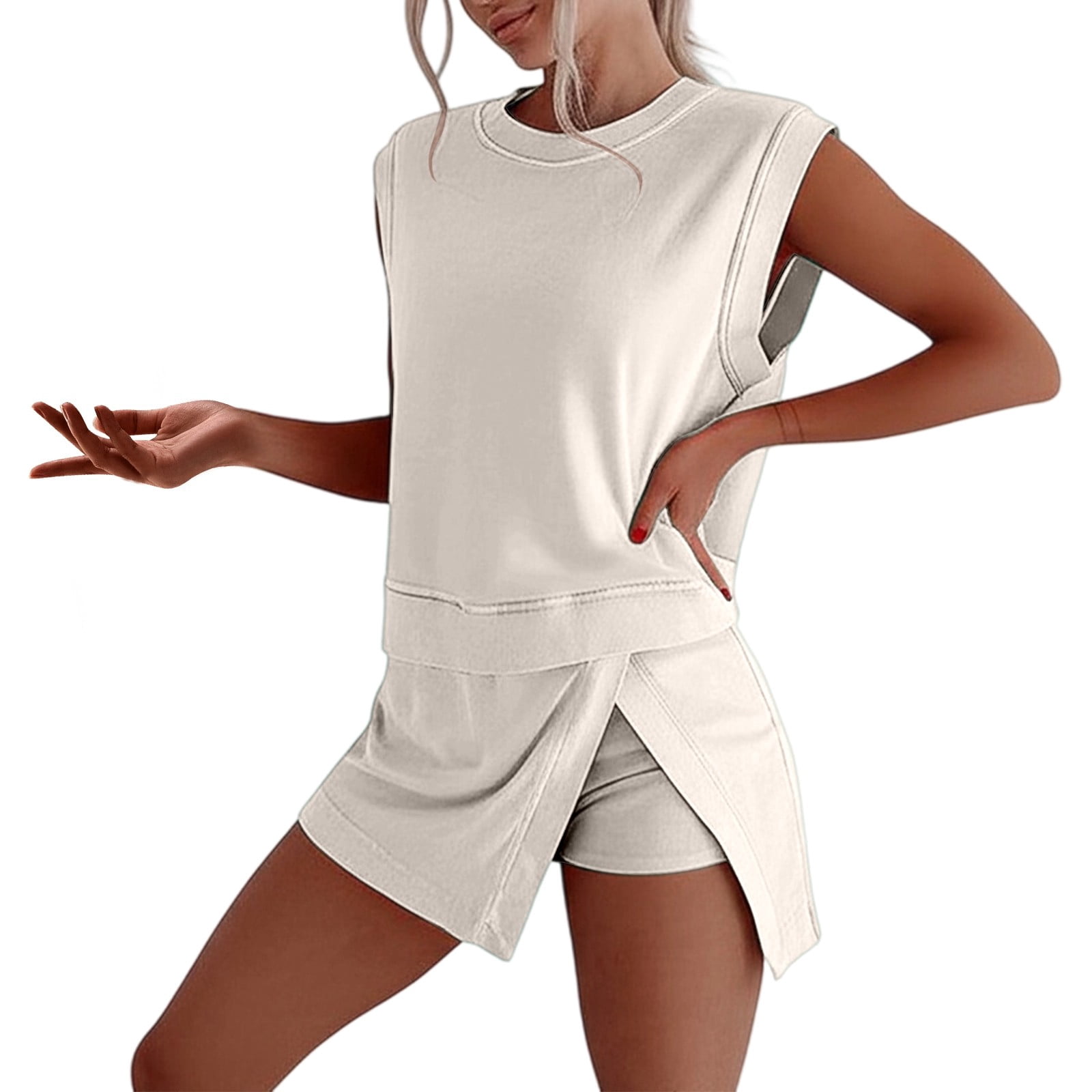 Womens 2 Piece Sets Summer Lounge Sets Sweatsuit Cap Sleeve Tops ...