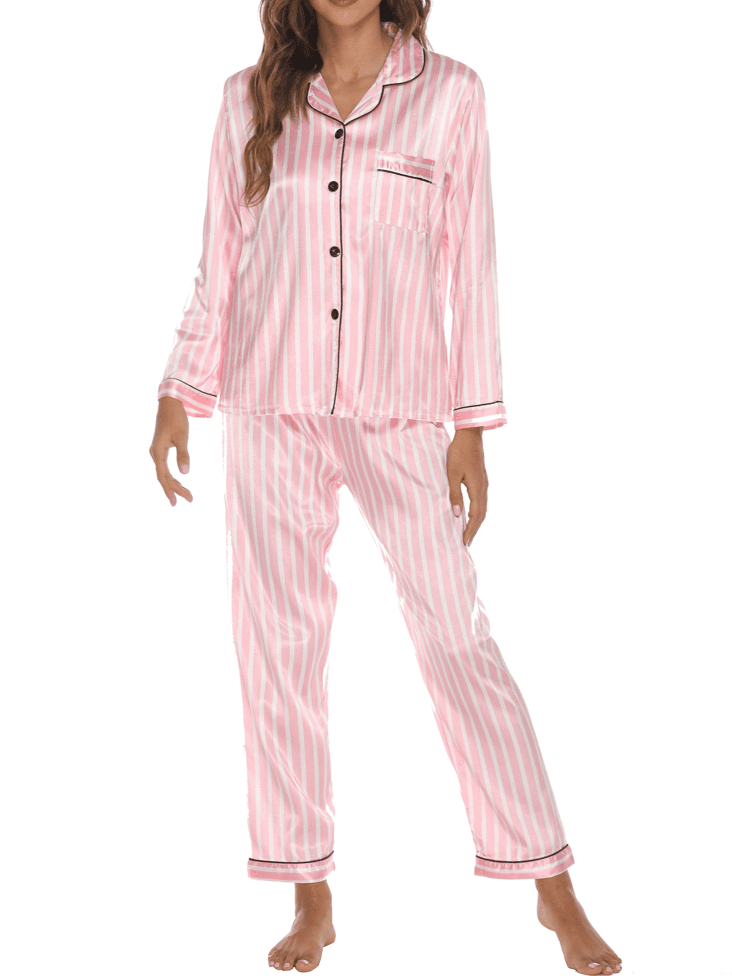 Customer reviews for Womens 2 Piece Silk Satin Pajama Set Long Sleeve ...