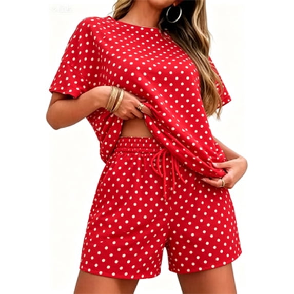 Womens 2 Piece Skort Set 2026 Color Block Short Sleeve Top Drawstring ...