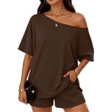 Womens 2 Piece Summer Shorts Set Lounge Matching Two Piece Oversized ...