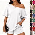 Womens 2 Piece Summer Shorts Set Lounge Matching Two Piece Oversized ...