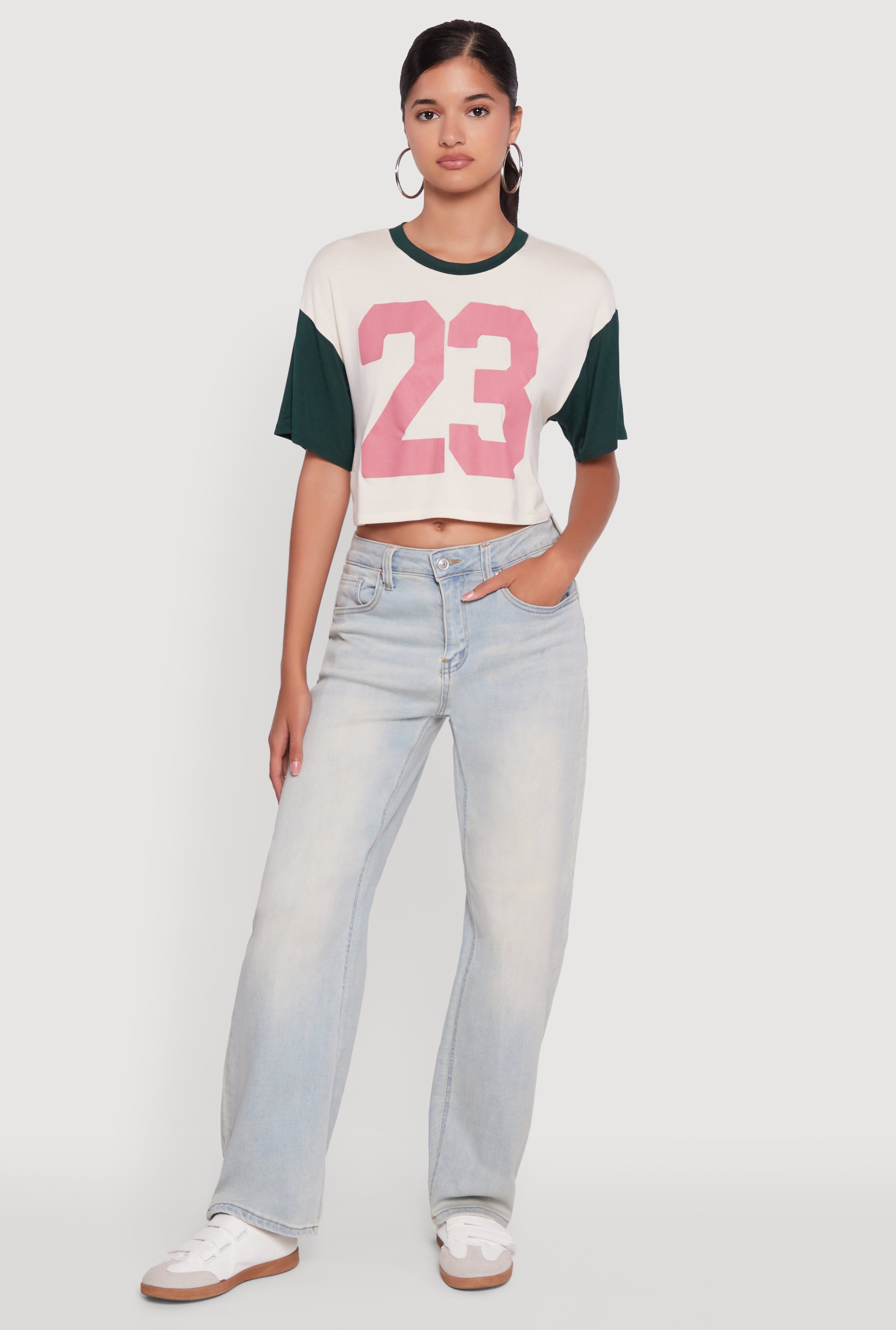 Womens 23 Graphic Cropped Football T-Shirt - Walmart Business Supplies