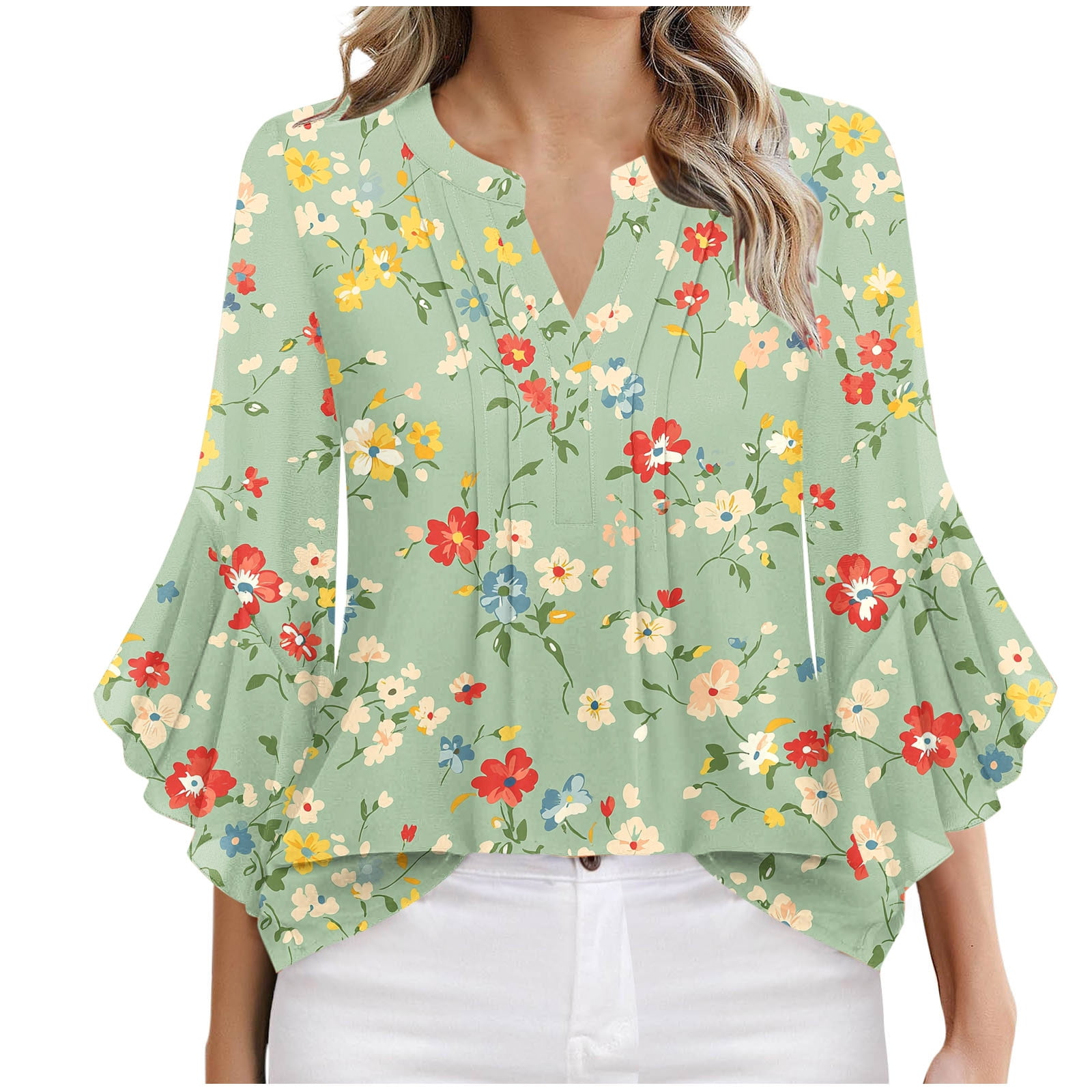 SHE IS Womens 3/4 Sleeve Tops, Cotton Long Sleeve Shirts for Women Plus ...