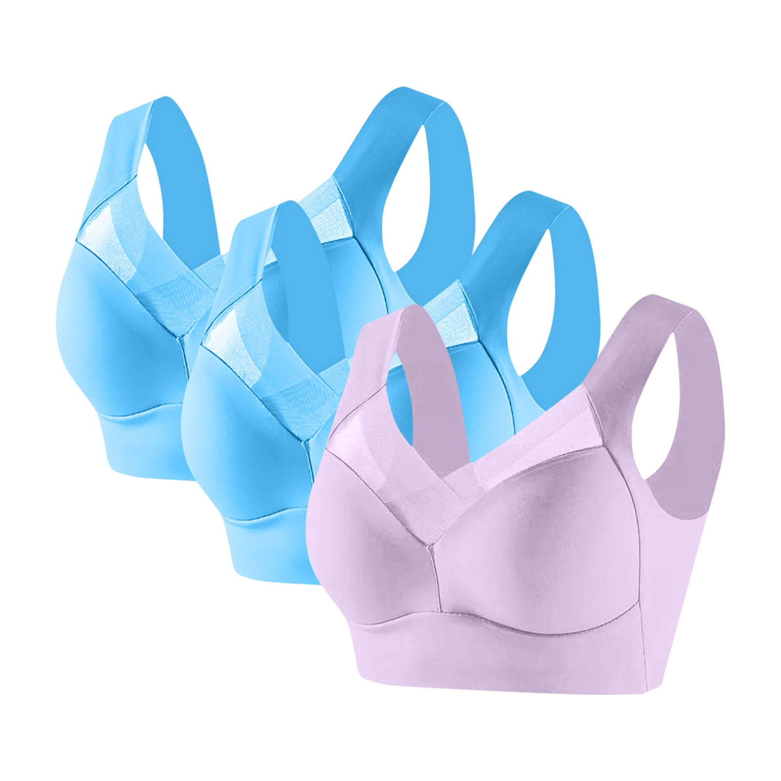 Womens 3 Pack Everyday Bras, Seamless Bras for Women Wirefree, V Mesh ...