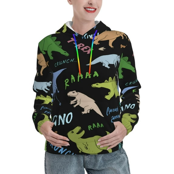 Womens 3D Pullover Hooded Sweatshirt With Pocket, Dino Pattern Cute ...