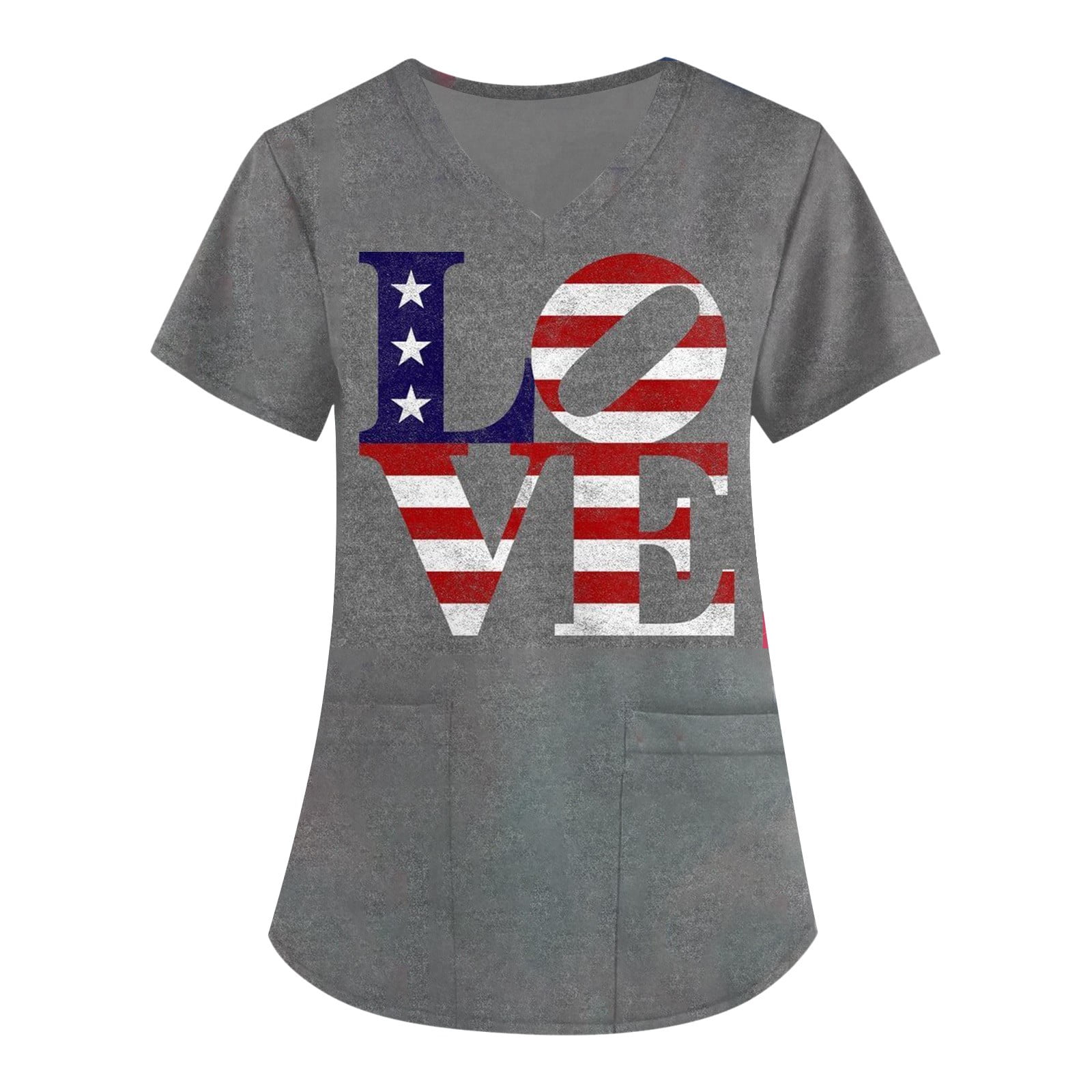Womens 4Th Of July Outfit,July 4Th Scrub Tops Women V-Neck Short Sleeve ...