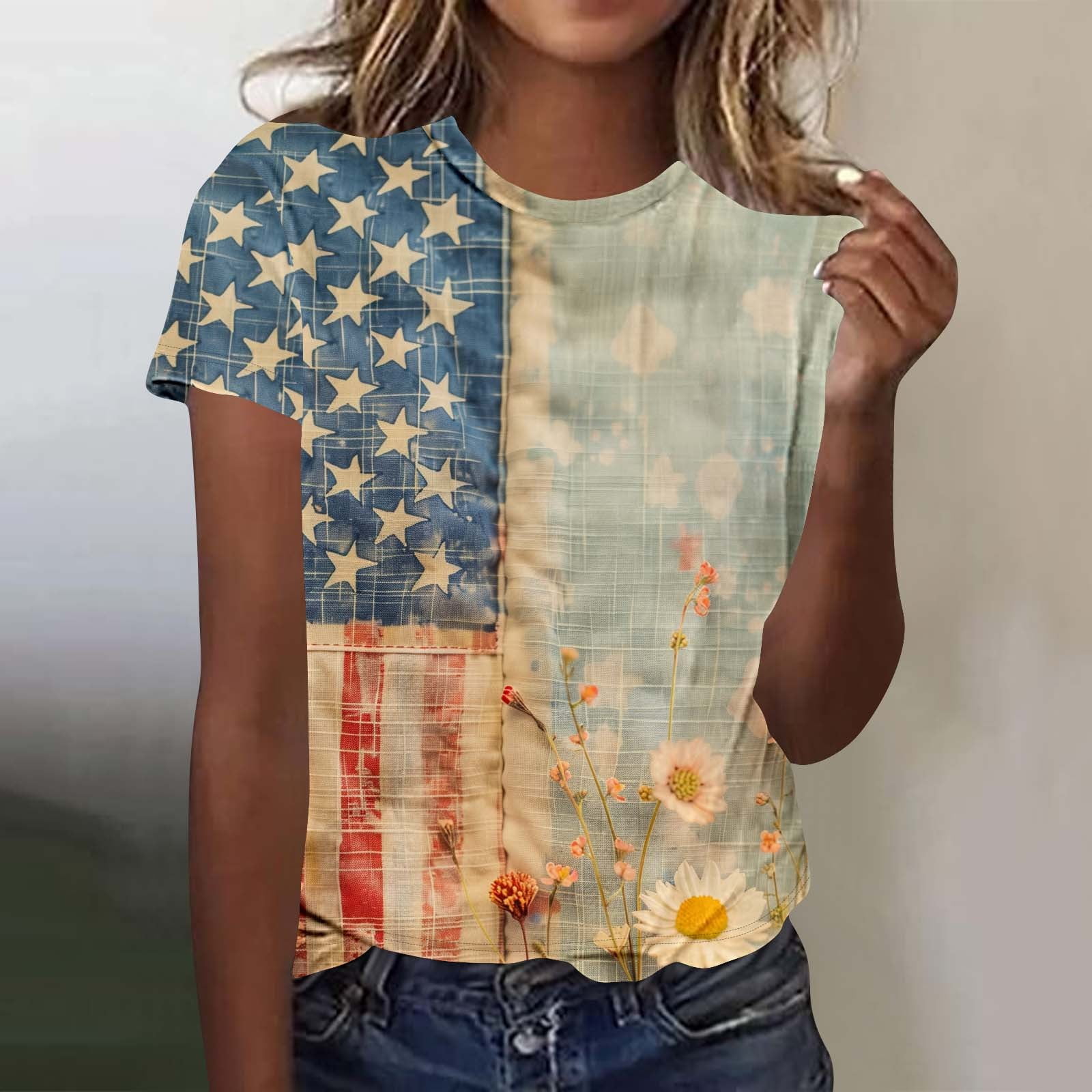 Womens 4th of July T Shirts American Flag Top Women American Flag Tee Shirt for Women ...