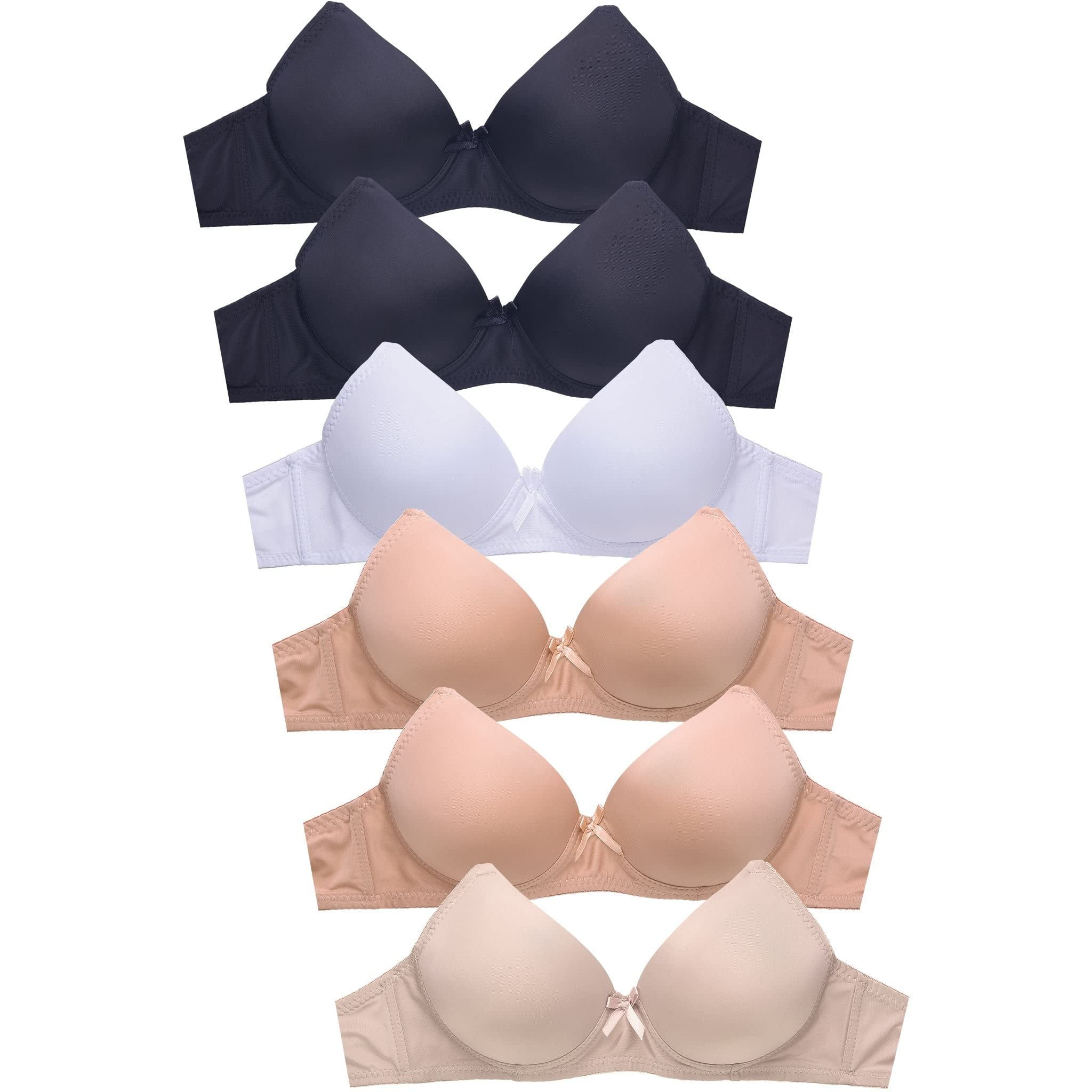 Womens 6 Pack of Everyday No Wire Full Cup Bra 4320PN1, 34A - Walmart.com
