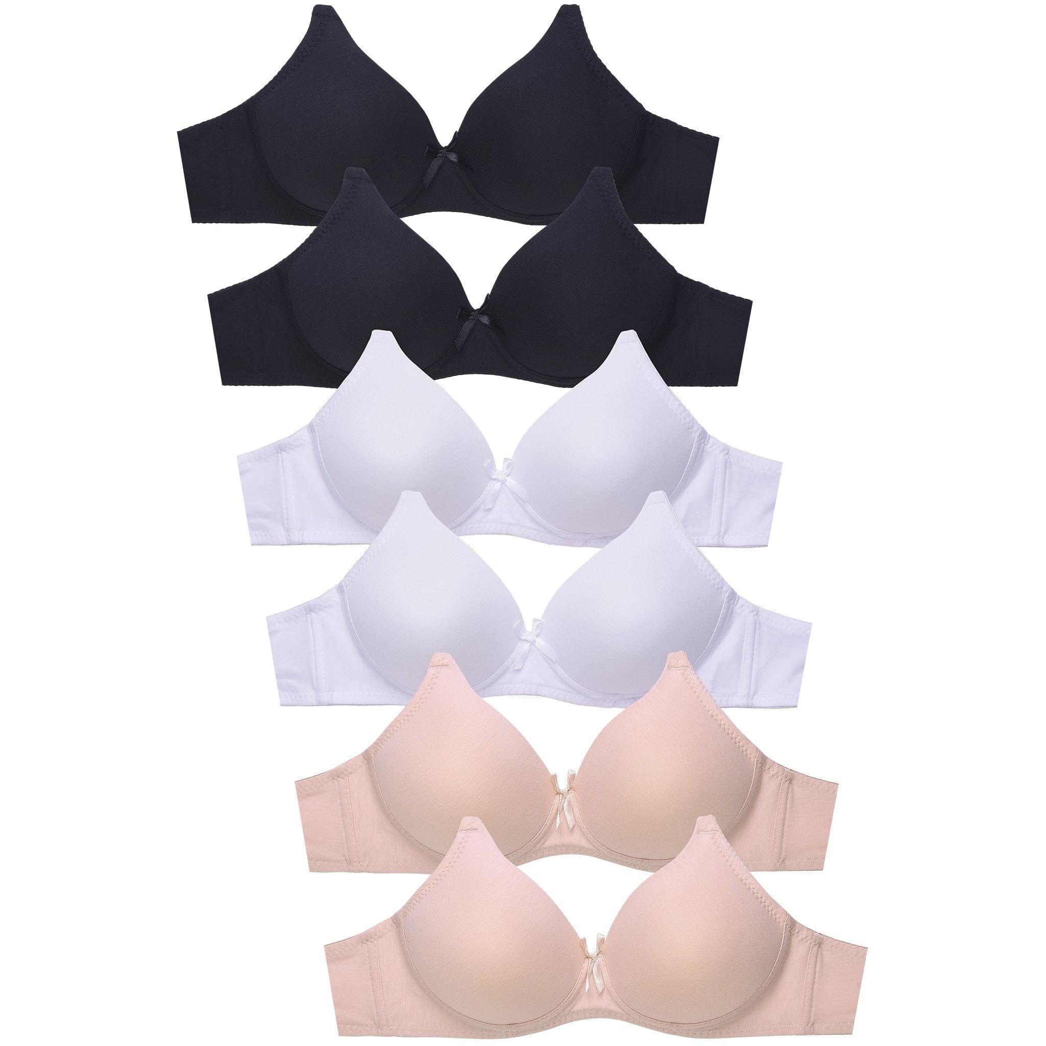 Womens 6 Pack of Everyday Plain Bra, Lace Bra, Wireless Bra 4480PN1 ...