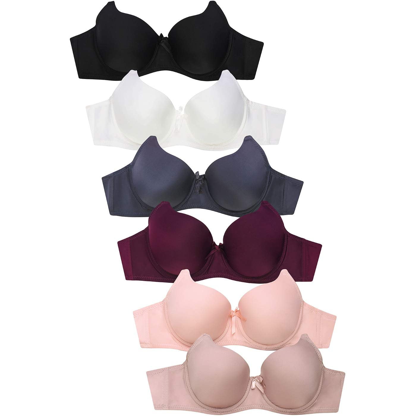 Womens 6 Pack of Everyday Plain, Lace, D, DD, DDD Cup Bra -Various ...