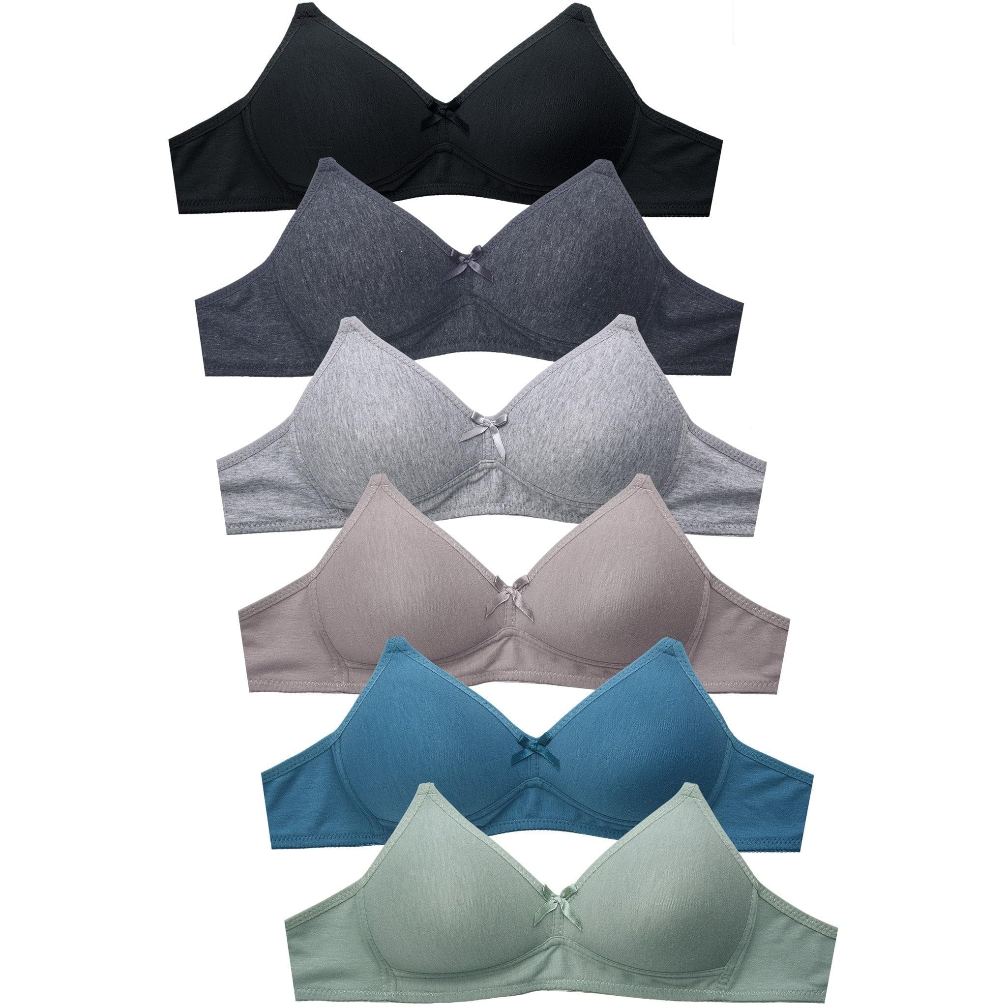 Womens 6 Pack of Everyday Plain, Lace, Wireless Bra 4255PN4, 40C ...
