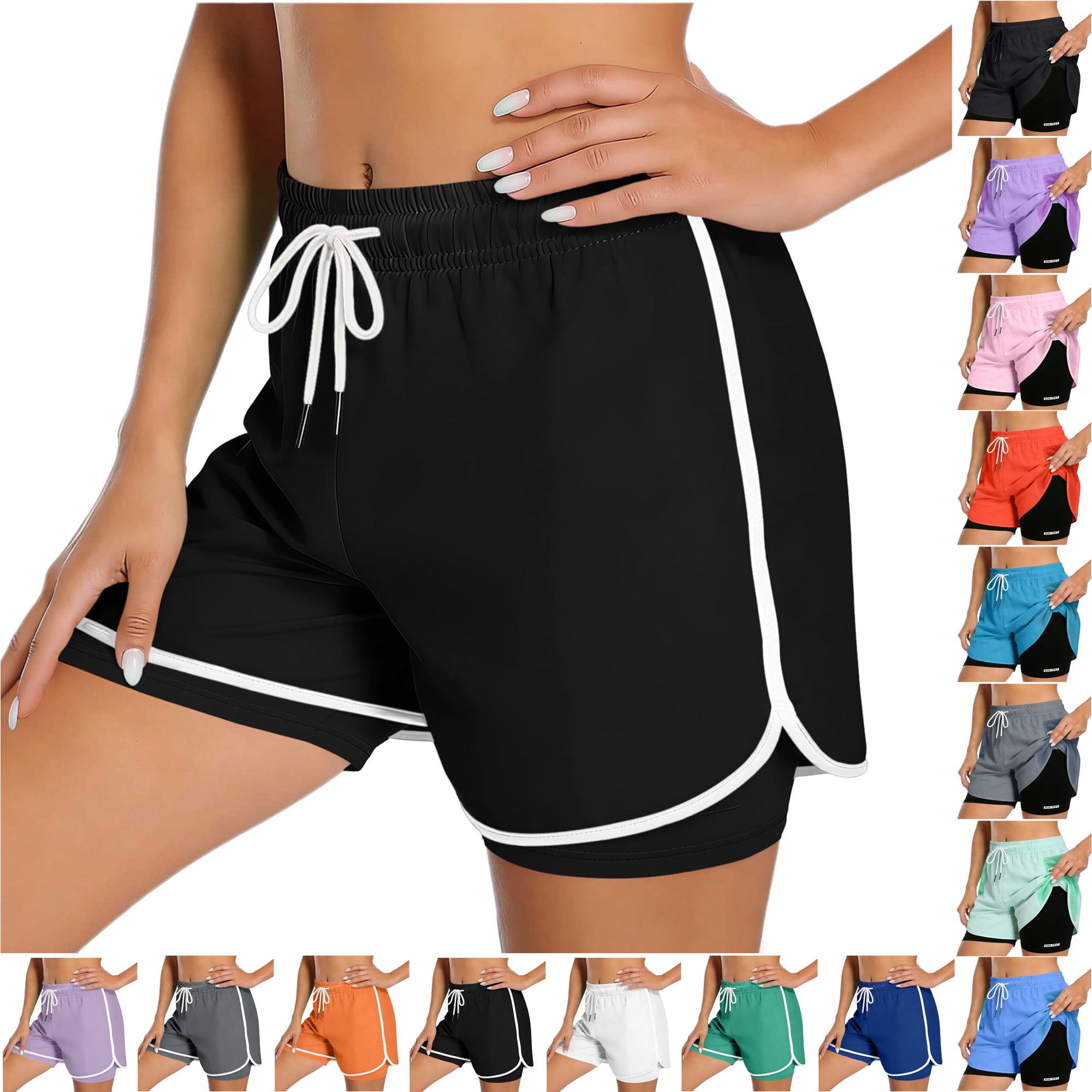 Womens 7" Inch Inseam Shorts Pants High Waisted Shorts Running Athletic ...