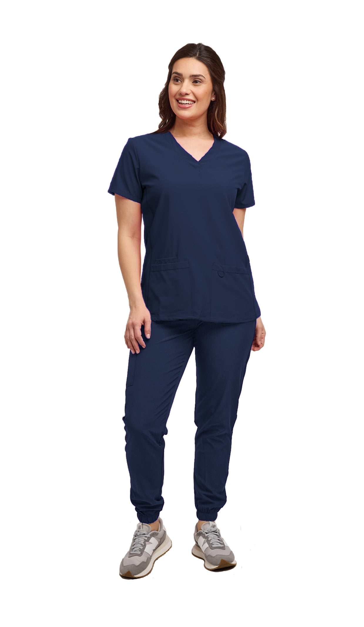 Womens 7 Pocket Scrub Set V-Neck Top and Jogger Pant Medical Nursing ...