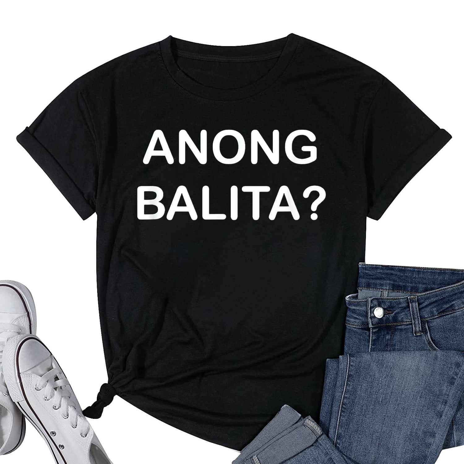 Womens ANONG BALITA? - Philippine/Filipino/Pinoy Kamiseta/T-shirt T-Shirt Black Large - Walmart.com