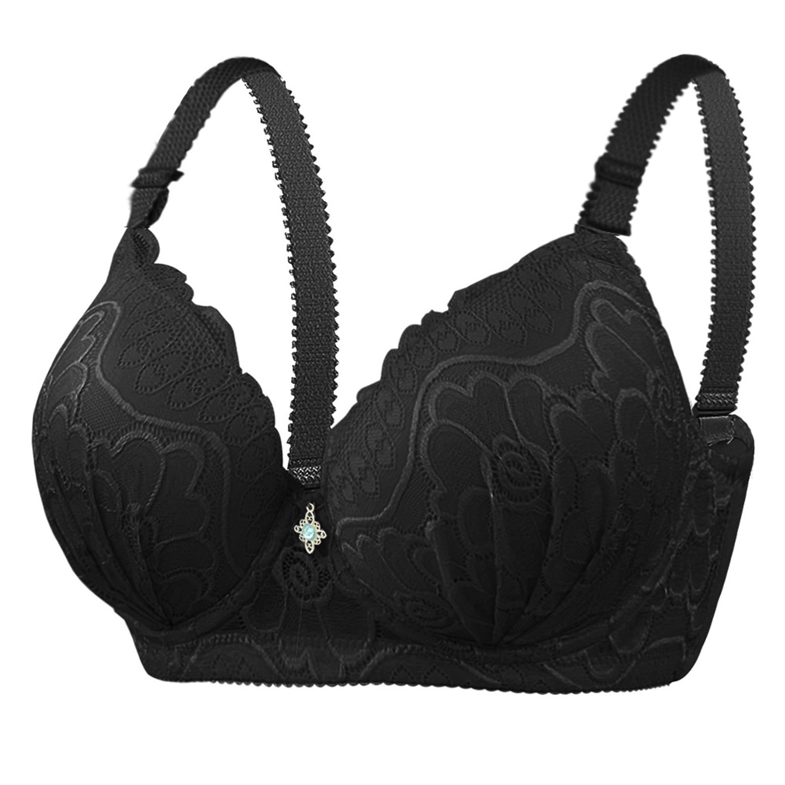 Womens Adjustable Breathable D-Cup Bra - Wireless Design, Nylon Fabric, Sexy Lace Detailing, for ...