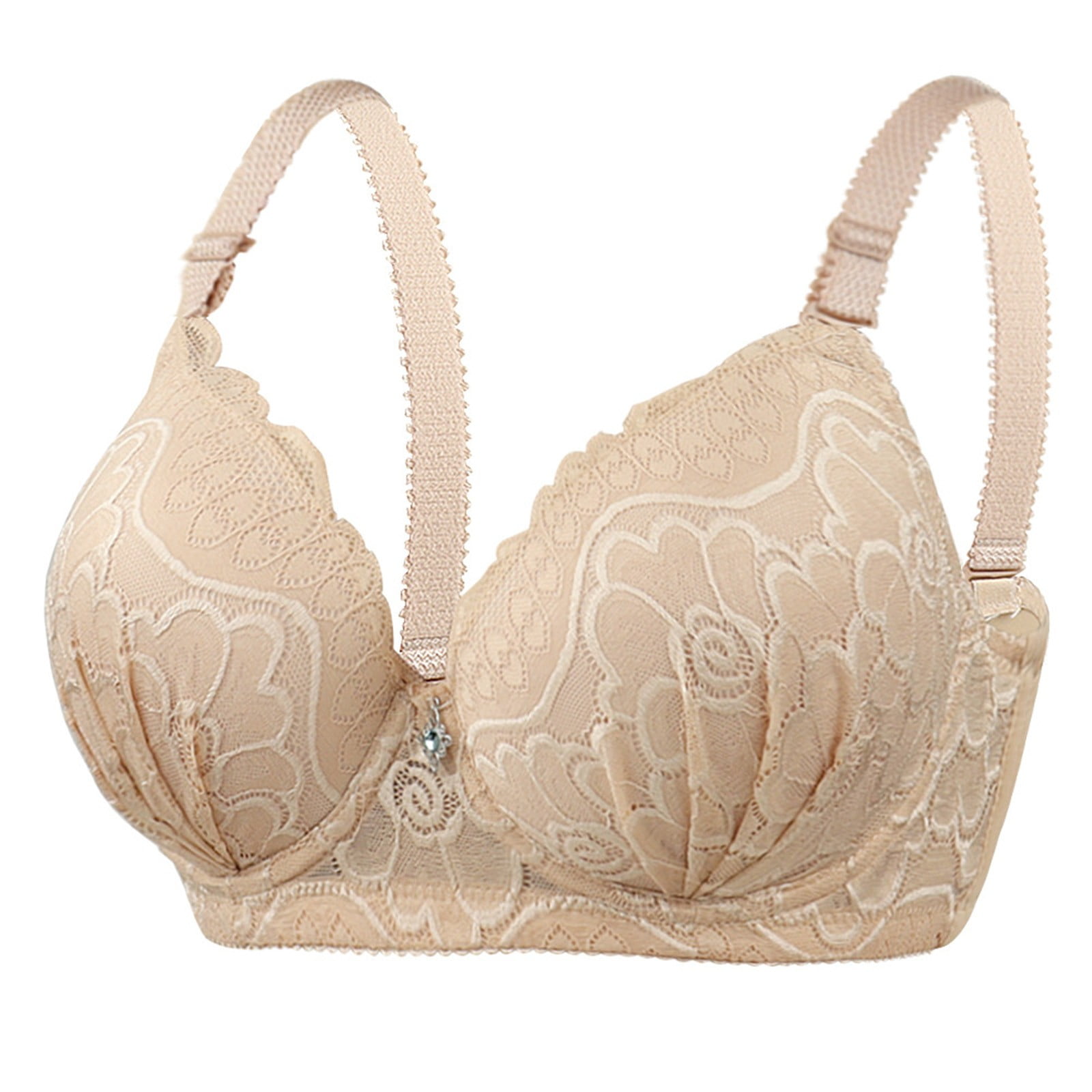 Womens Adjustable Breathable D-Cup Bra - Wireless Design, Nylon Fabric, Sexy Lace Detailing ...