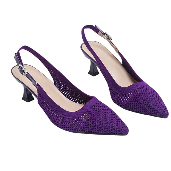 Womens Adjustable Slingback Kitten Heels, Pointed Toe Mid-Low Heel ...