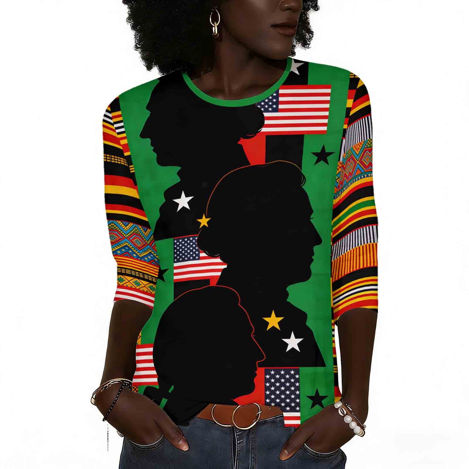 Womens African Print Tops Long Sleeve Kente Dashiki Shirts Tribal ...