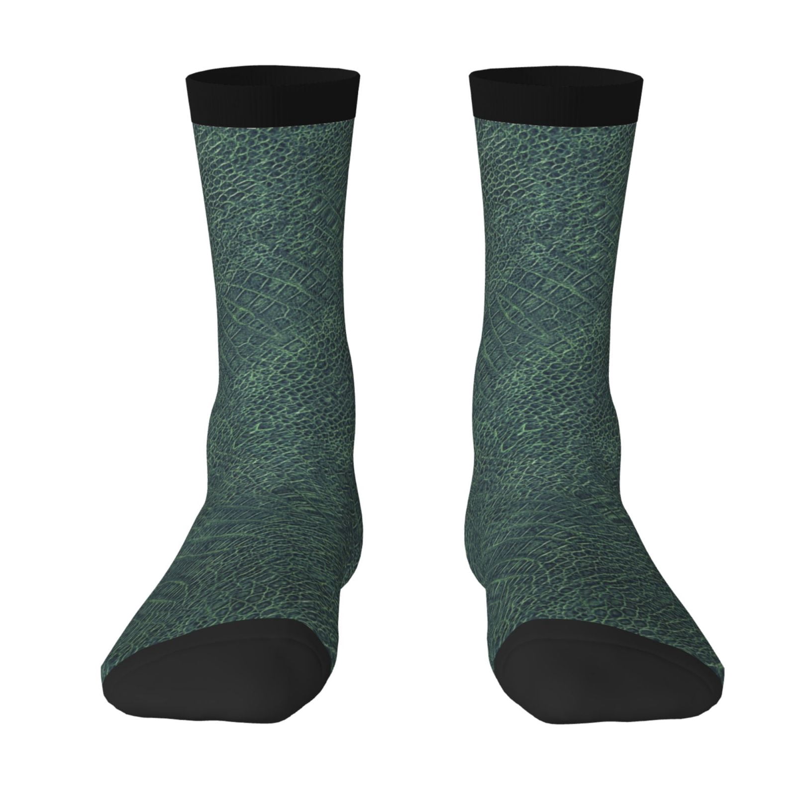 Womens Alligator Skin Seamless Green Texture Dress Crew Socks Colorful ...