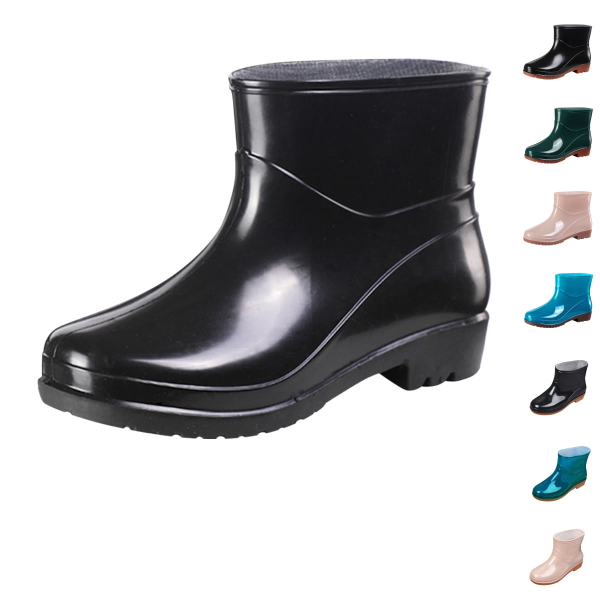 Womens Ankle Rain Boots Waterproof Anti-Slip Rainboots Winter Spring ...