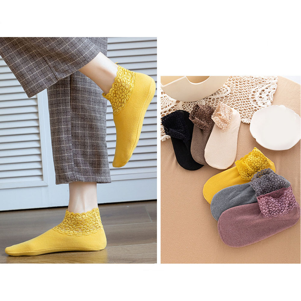 Womens Ankle Socks - Super Soft Lace Trim, Friendly to Skin Keep Warm ...