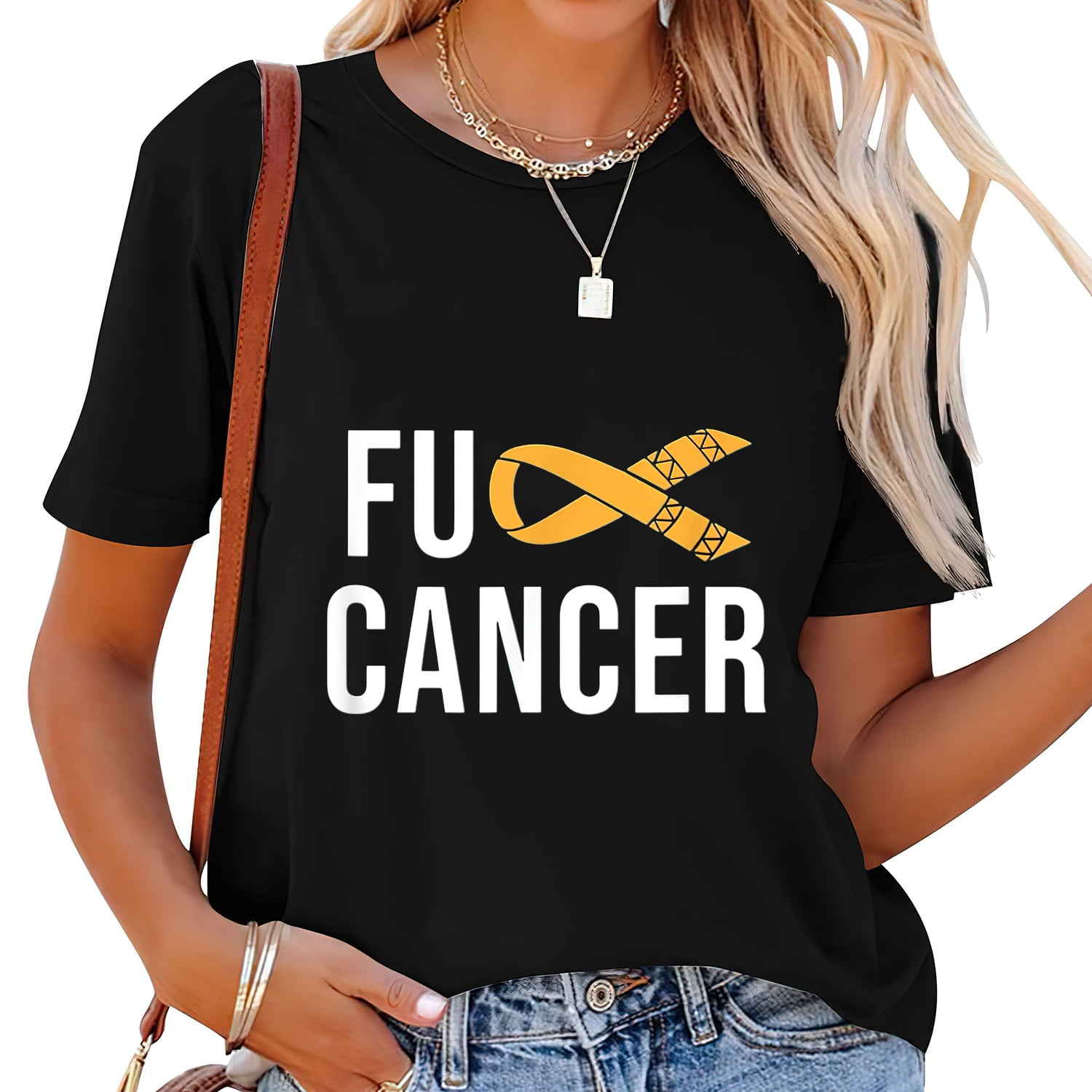 Womens Appendix Cancer Awareness Hospital Cancer Survivor T-Shirt Black ...