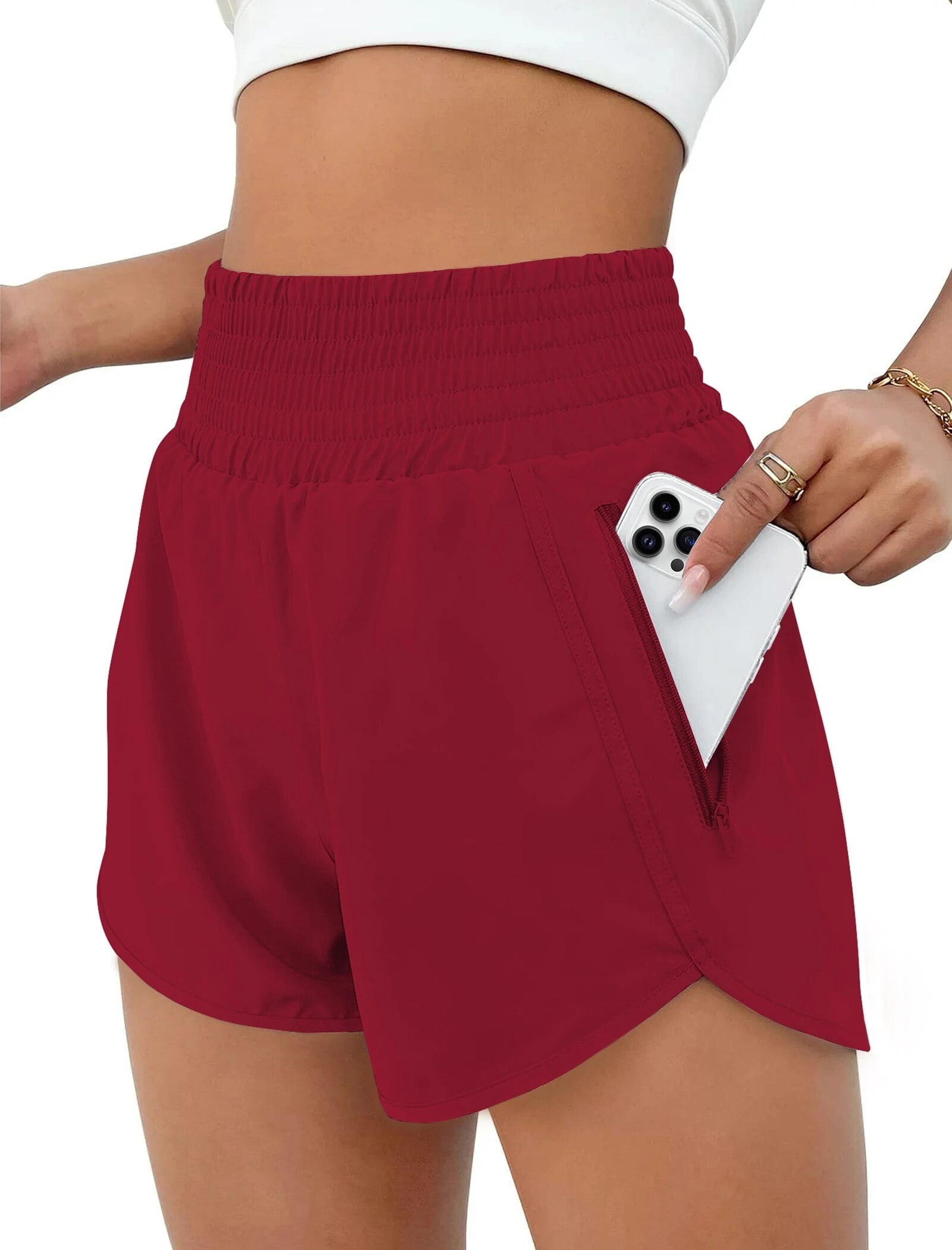 Womens Athletic Shorts High Waisted Running Shorts Gym Workout Shorts