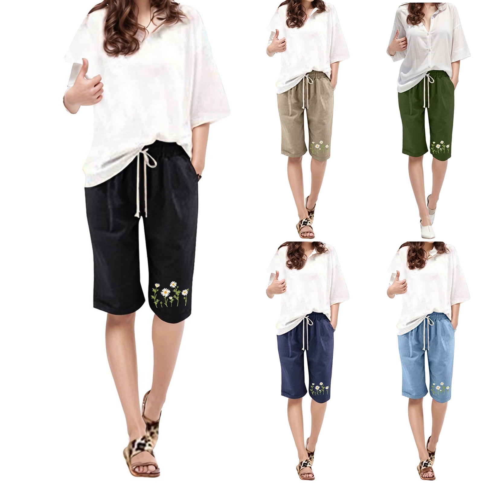 Womens Athletic Shorts Wide Leg High Waisted Loose Fit Thin Fit Trouser ...