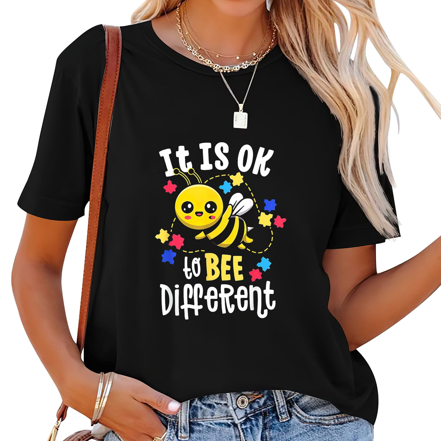 Womens Autism Awareness Gifts It Is Ok To Bee Different Be Kind T-Shirt ...