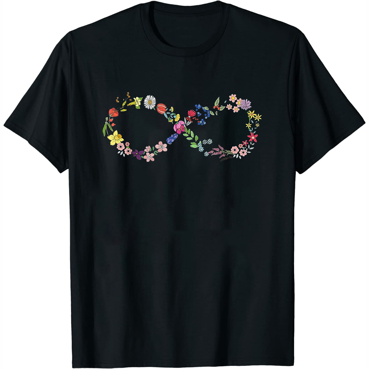 Womens Autism Infinity Symbol Wildflowers Floral Neurodiversity T-Shirt ...