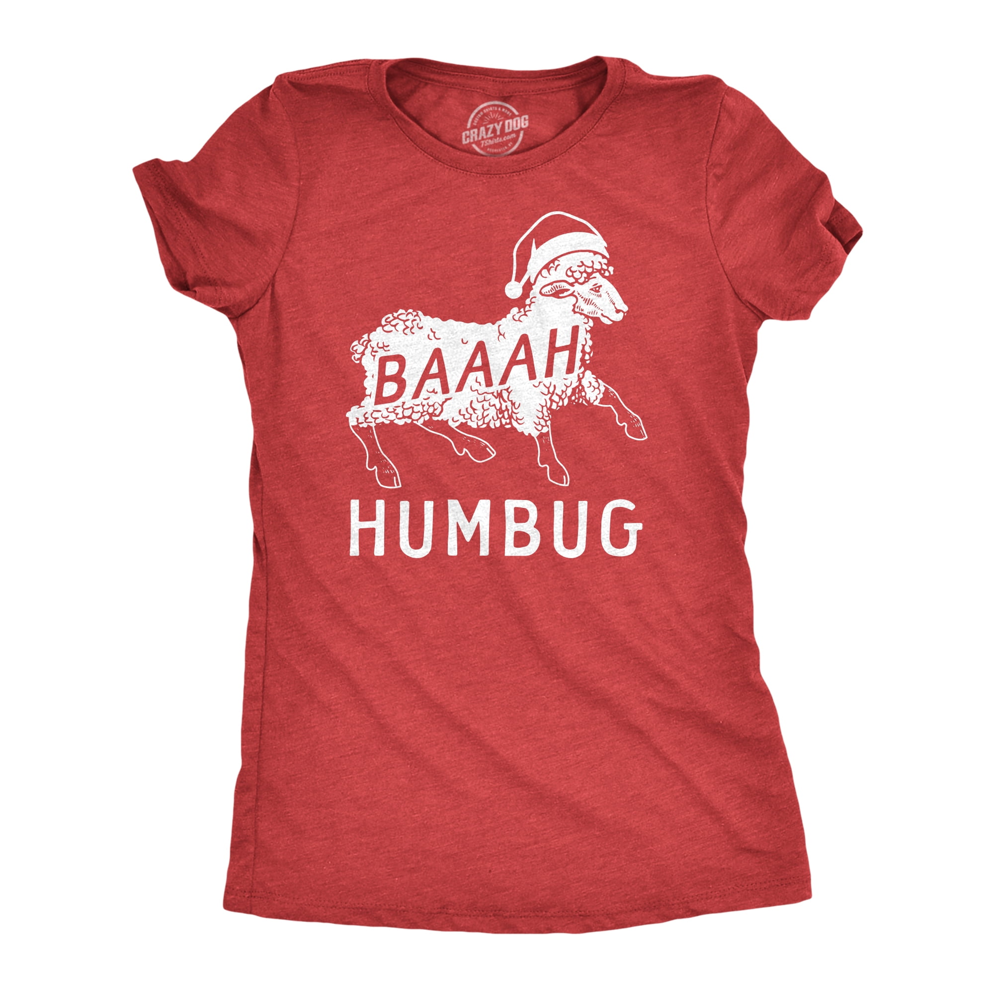 Womens Baaah Humbug T Shirt Funny Xmas Party Scrooge Sheep Tee for ...