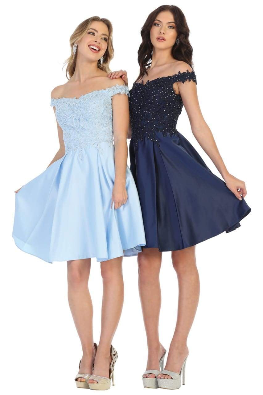 Womens Baby Blue Homecoming Graduation Semi Formal Short Off The ...