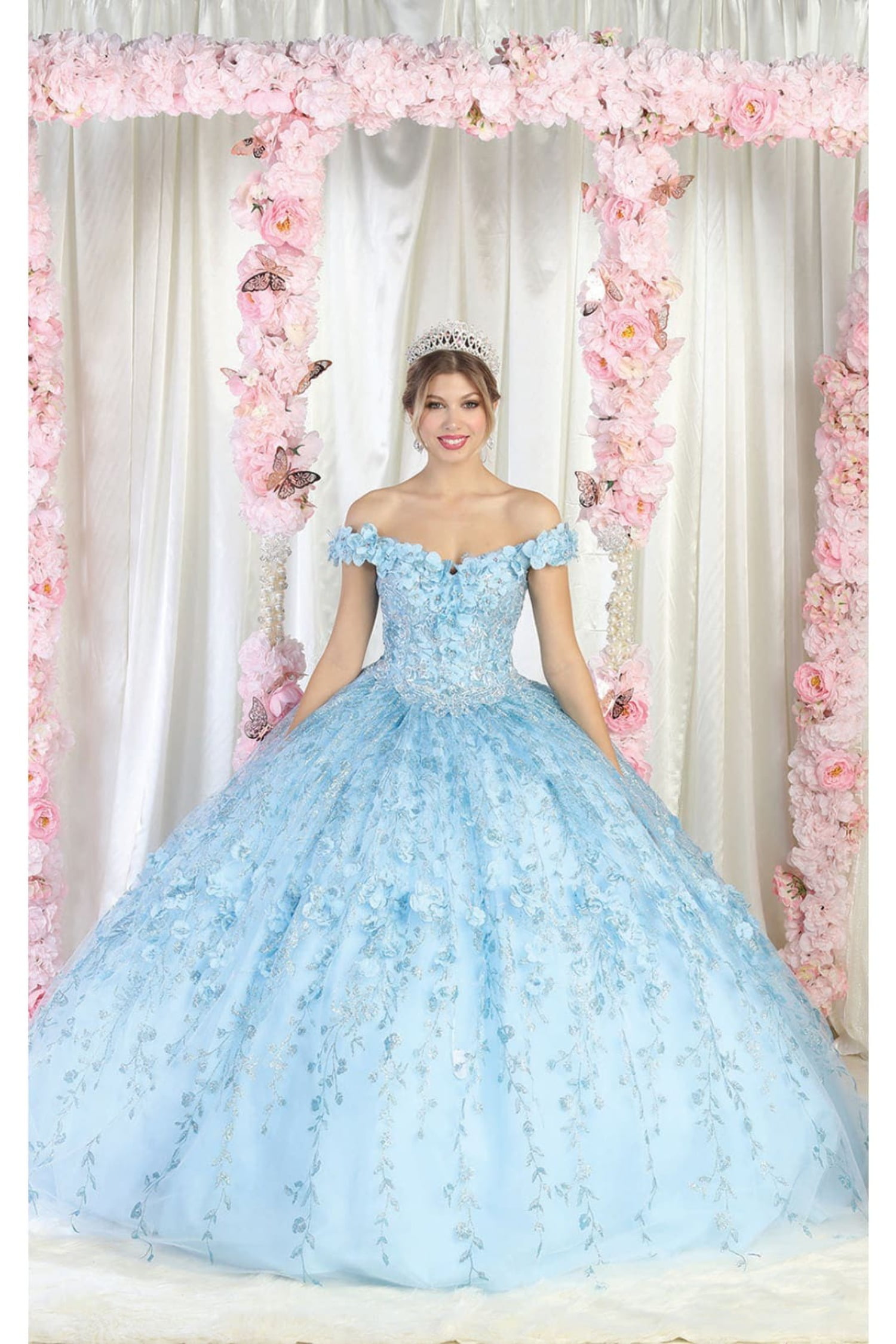 Womens Baby Blue Sweet 16 Beauty Pageant Quinceanera Long Sweetheart ...