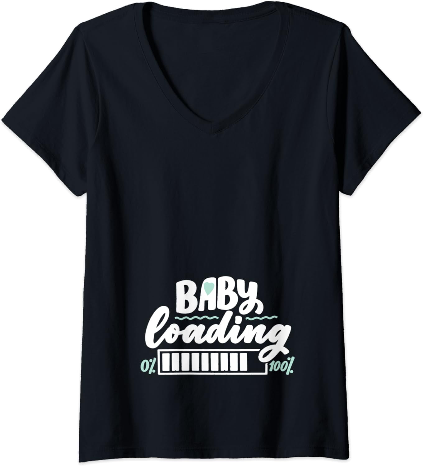 Womens Baby Loading Boy Baby Bump Announcement Funny Pregnant V-Neck T ...