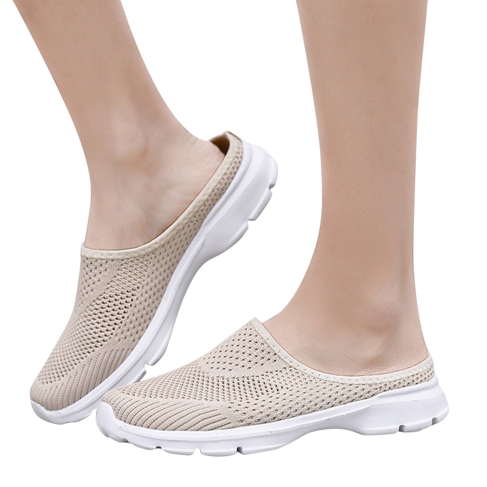 Womens Backless Sneakers Breathable Mesh Slip-on Mule Shoes Comfortable ...