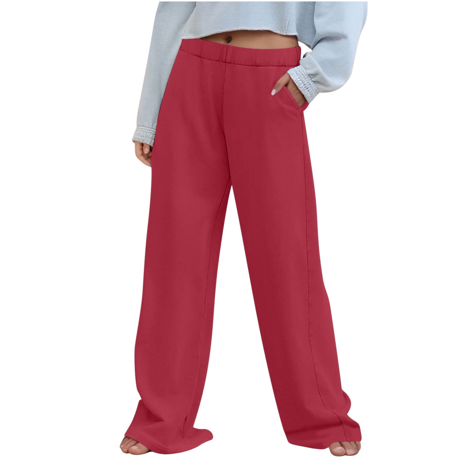 Womens Baggy Stretchy Wide Leg Sweatpants Relaxed Fit Comfort Casual ...