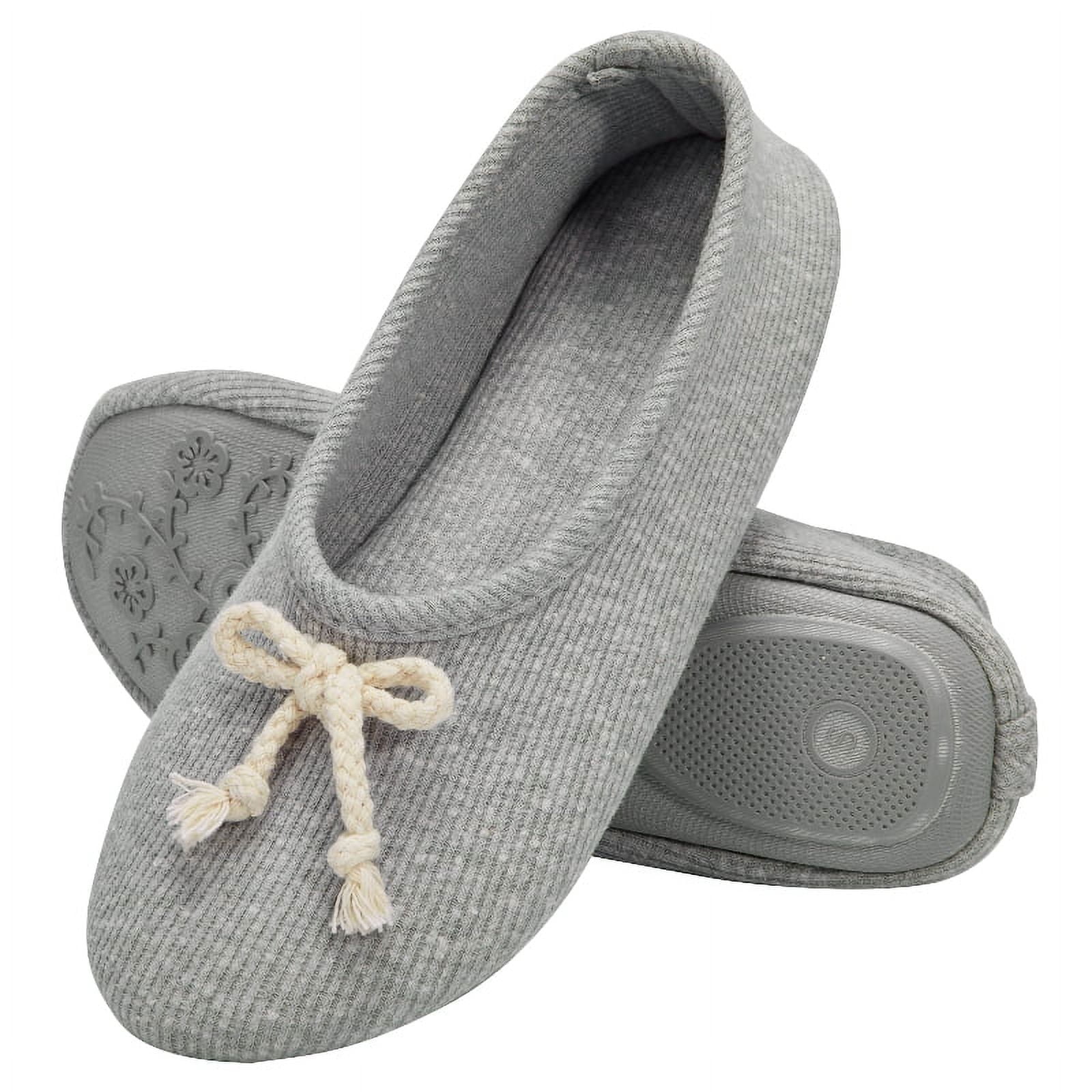 Womens Ballerina Slippers Non-Slip Sole Anti-Skid Comfy Warm Slippers ...