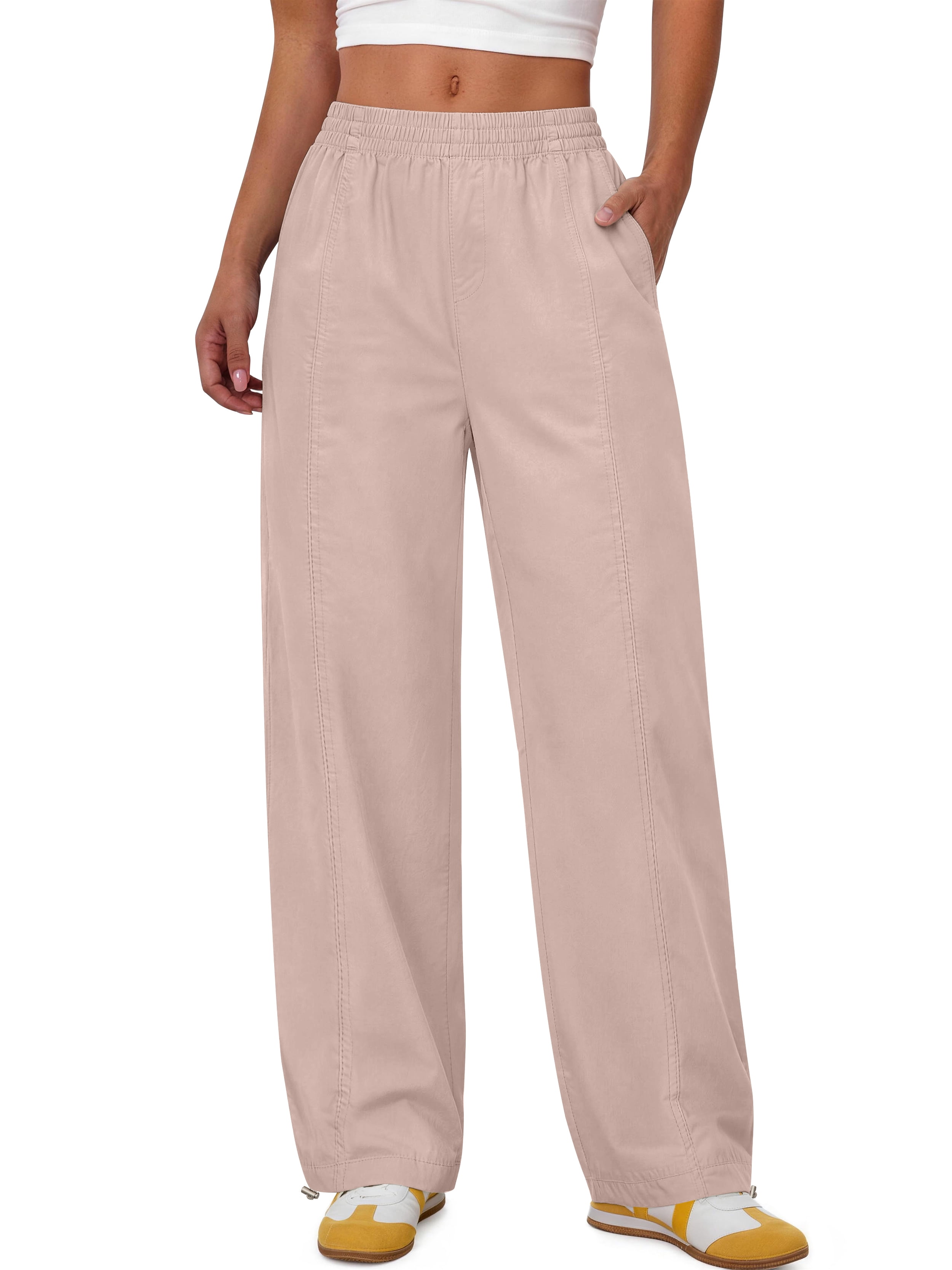 Sundazz Womens Wide leg Pants Drawstring Lightweight Pants Loose Travel ...