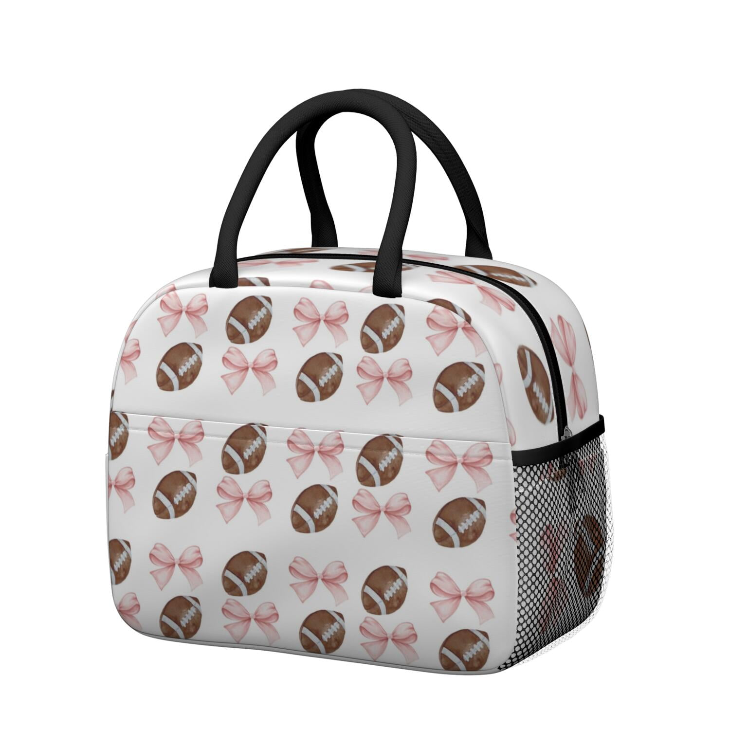 Womens Baseball Bows Pattern Lunch Box for Work,Insulated Lunch Bag for ...
